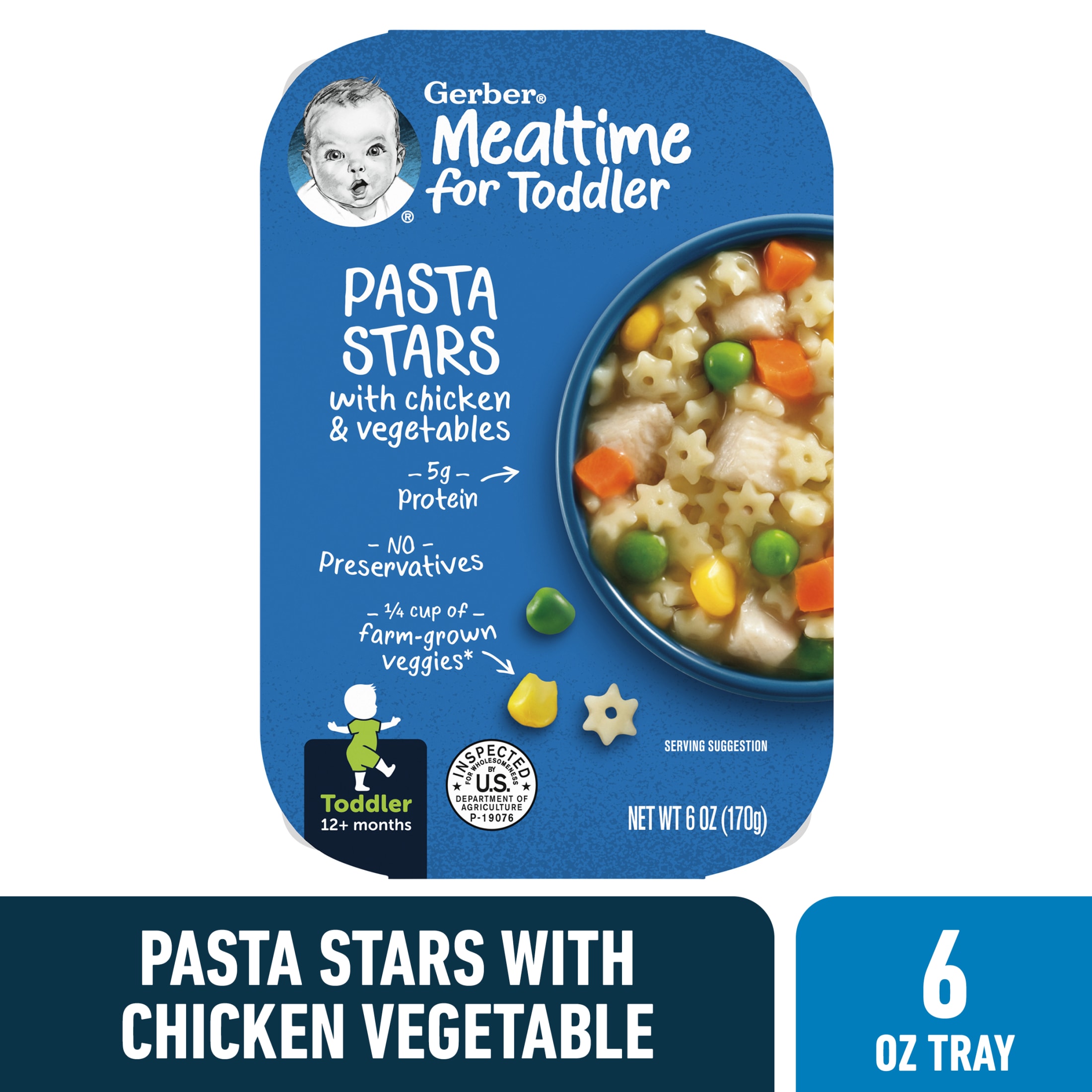 Gerber Lil' Entrees Toddler Food, Pasta Stars in Meat Sauce with Green ...