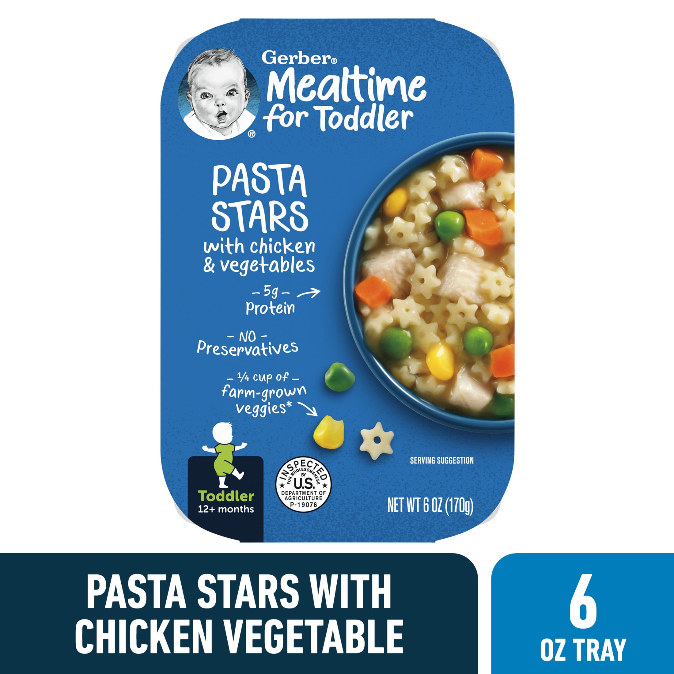 Gerber Toddler Food, Pasta Stars with Chicken and Vegetables Meal, 6 oz ...
