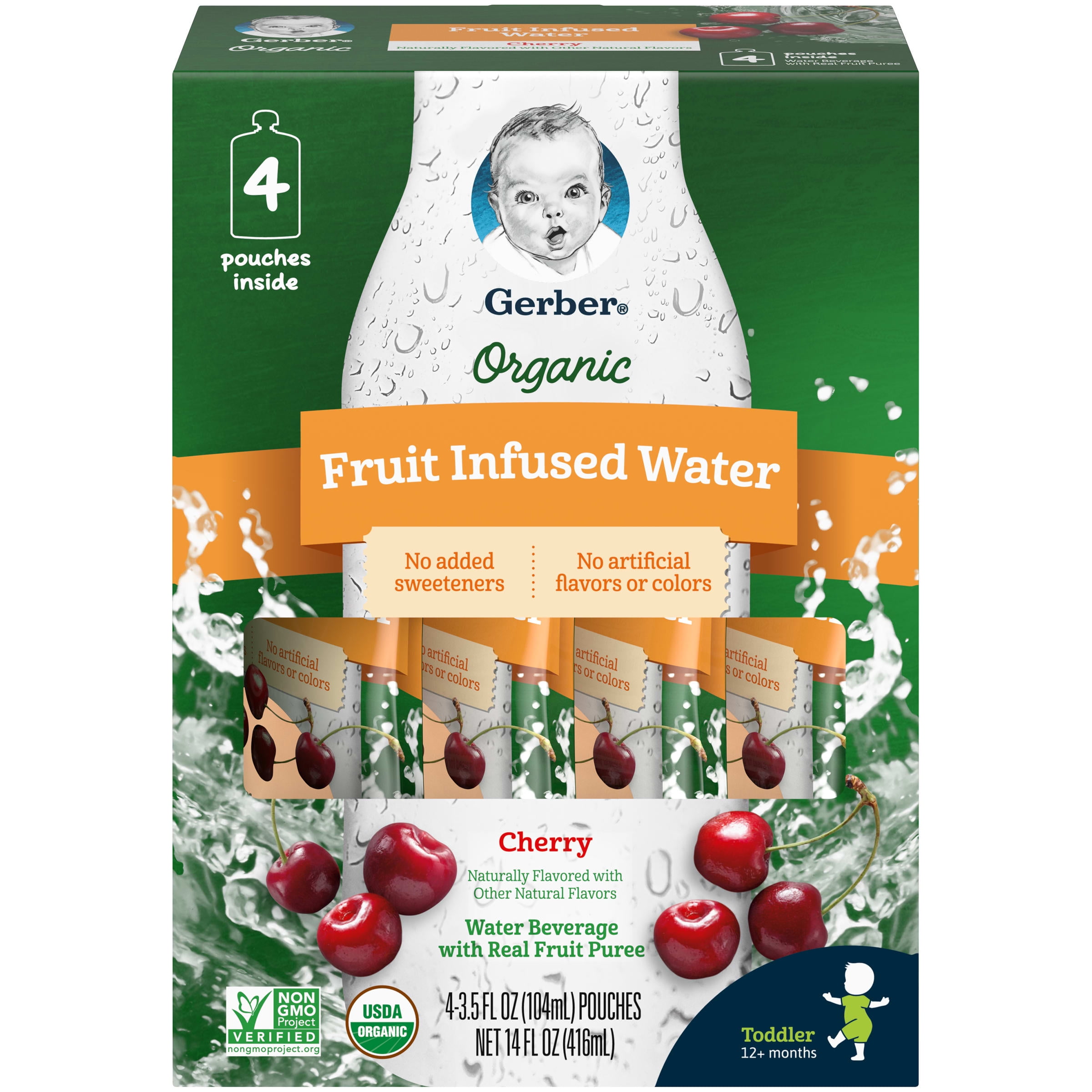 Gerber Graduates Organic Fruit Infused Water Hydration, Cherry, 3.5 fl ...