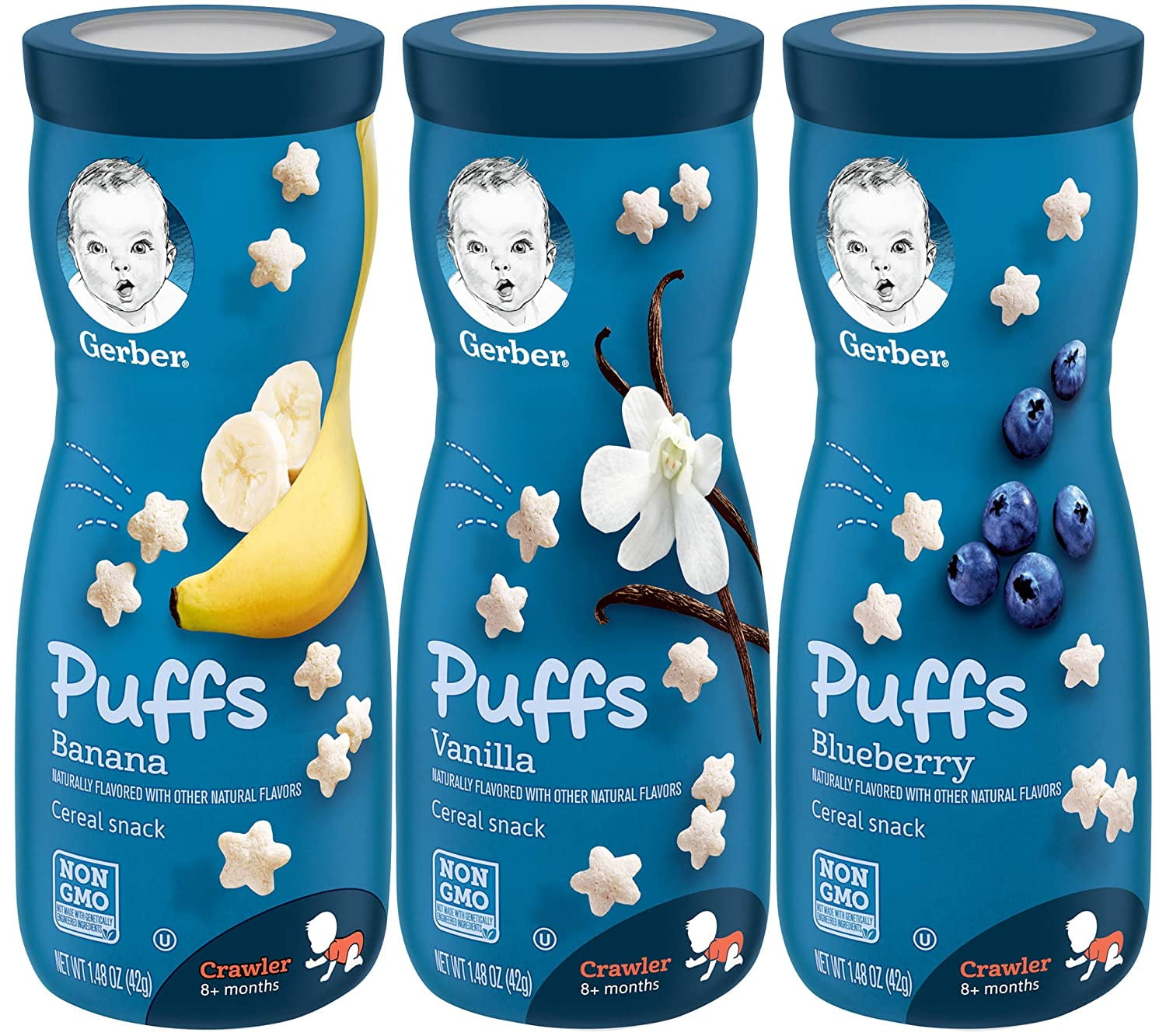 Gerber Graduates Baby Food Puffs Cereal Snack, Infant Grain Variety ...