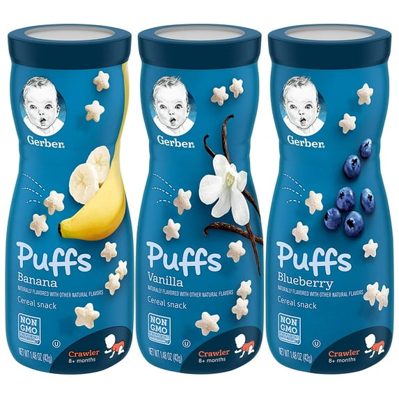 Gerber Graduates Baby Food Puffs Cereal Snack, Infant Grain Variety ...
