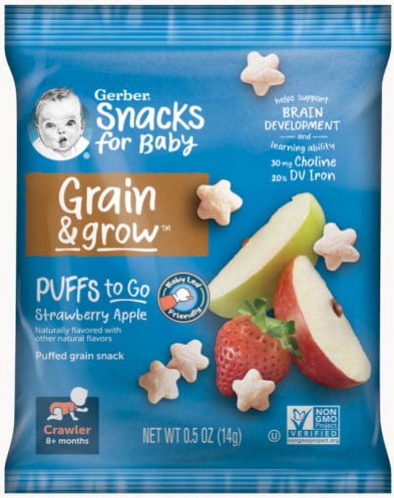 Gerber Grain & Grow 3rd Foods Puffs To Go, Strawberry Apple, 0.5 oz Bag ...