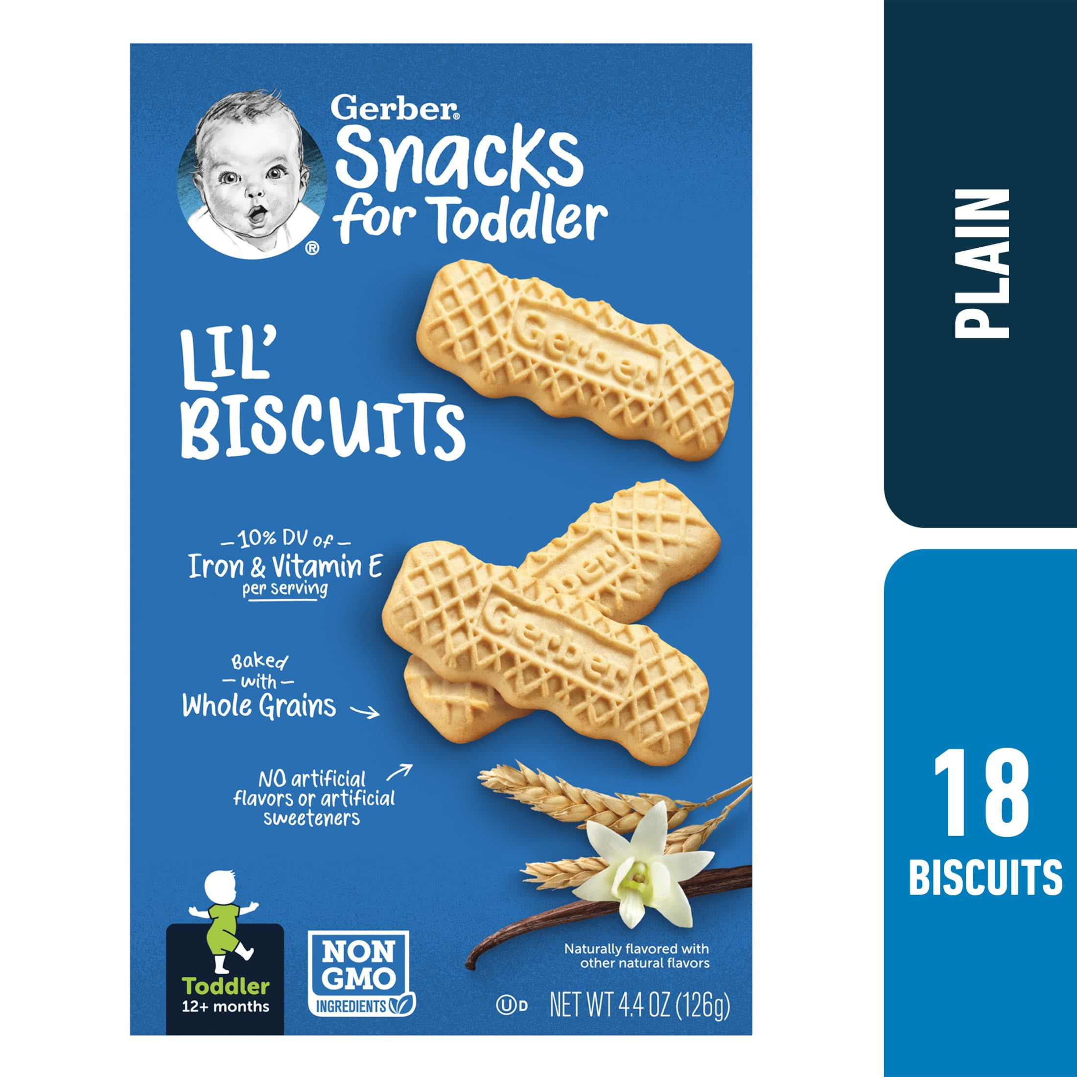 Gerber Toddler Baby Food, Vanilla Wheat Biscuits, 4.44 oz Box - Walmart ...