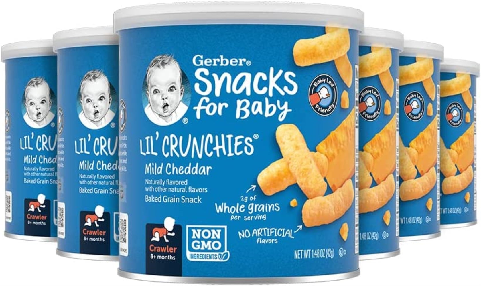 Gerber Lil' Crunchies Baby Snacks, Mild Cheddar, Whole Grain, 1.48 oz ...