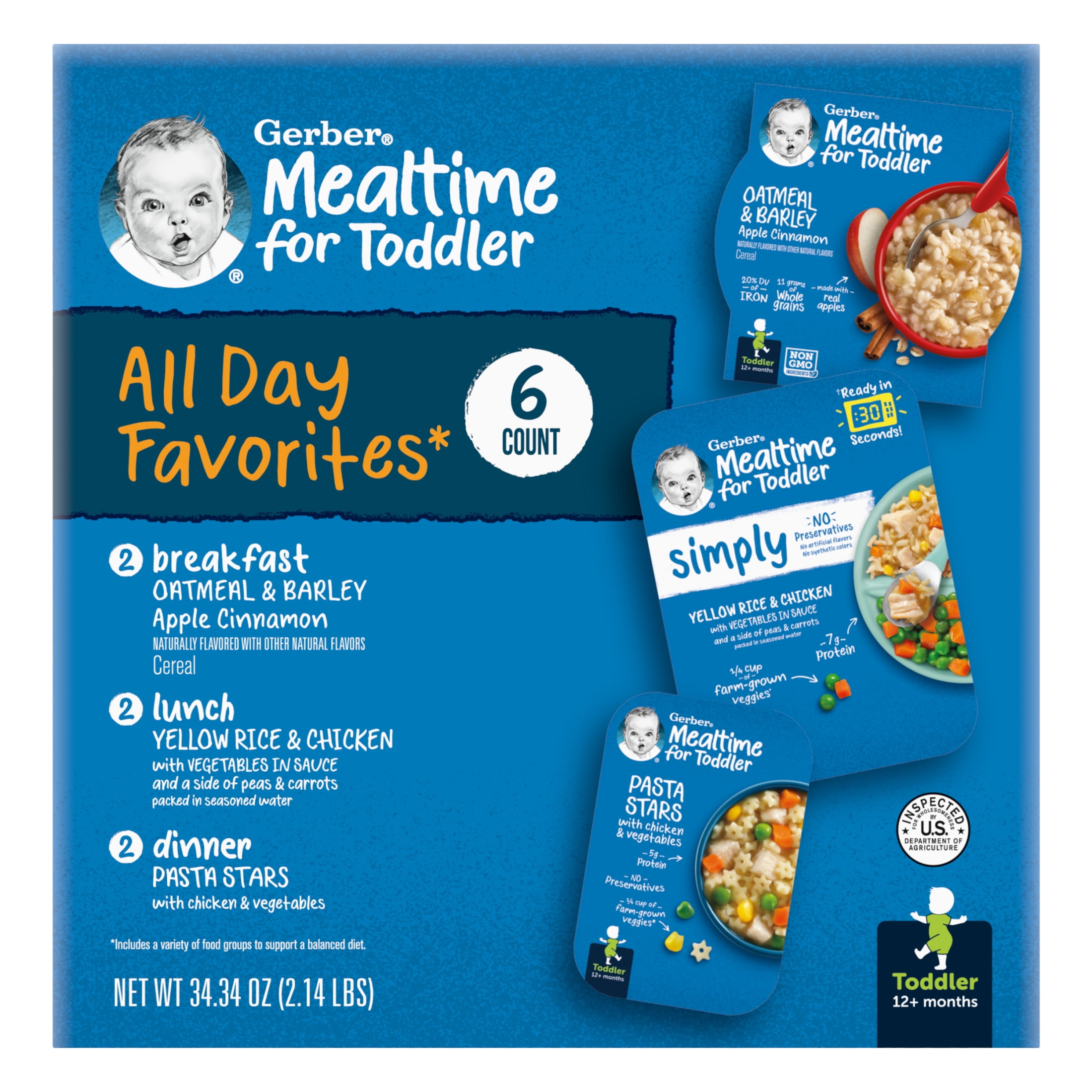 Gerber Mealtime for Toddler, All-Day Favorites, 6 oz Tray, 6 Pack ...
