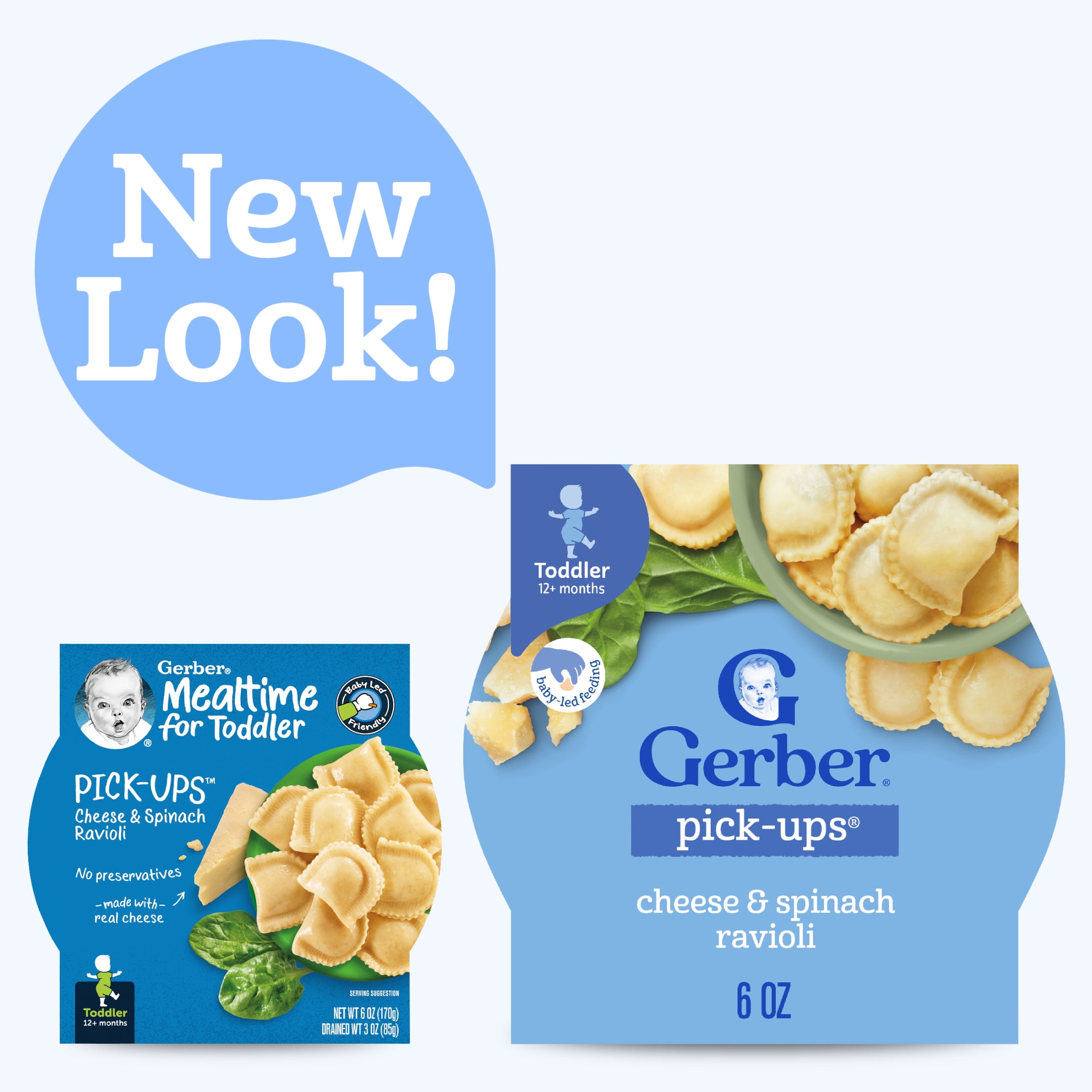 Gerber Mealtime for Toddler, Pick-Ups, Cheese & Spinach Ravioli, 6 oz ...