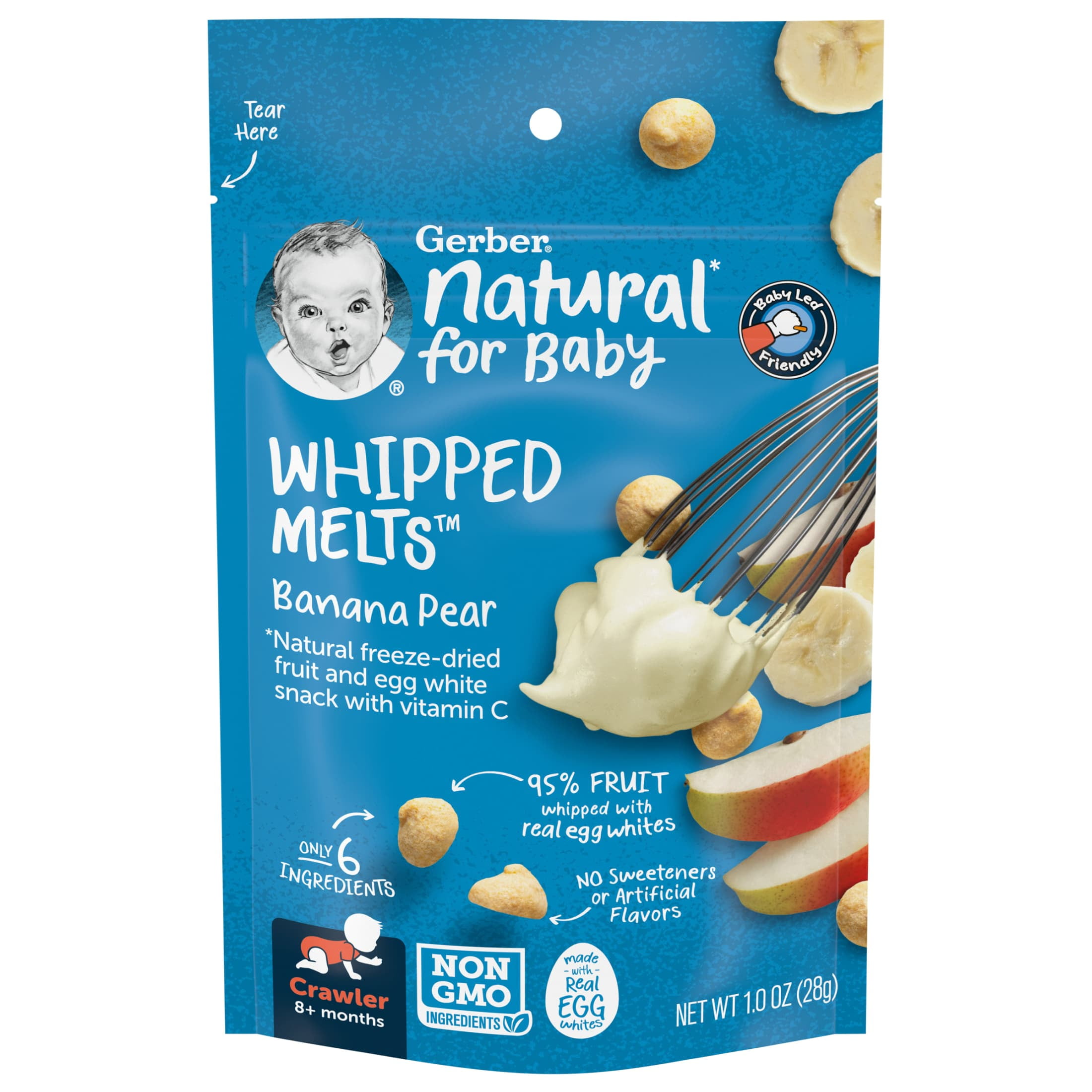 Gerber Natural Whipped Melts Baby Snacks Banana Pear, 0.85 oz Bag ...