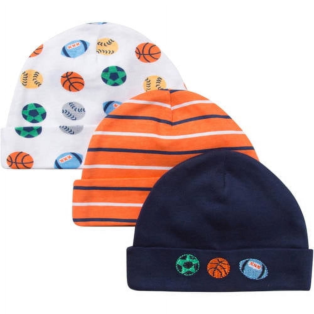 Gerber Newborn Baby Boy Caps - 100% Cotton 3-Pack - Walmart.com