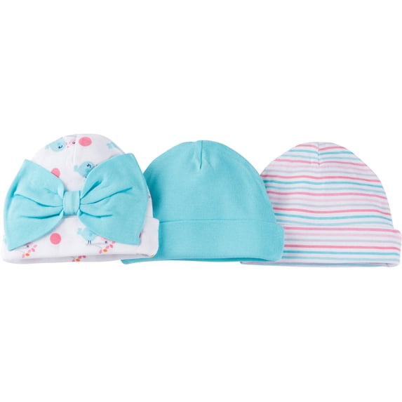 Gerber Newborn Baby Girl Assorted Printed Caps, 3-Pack - Walmart.com