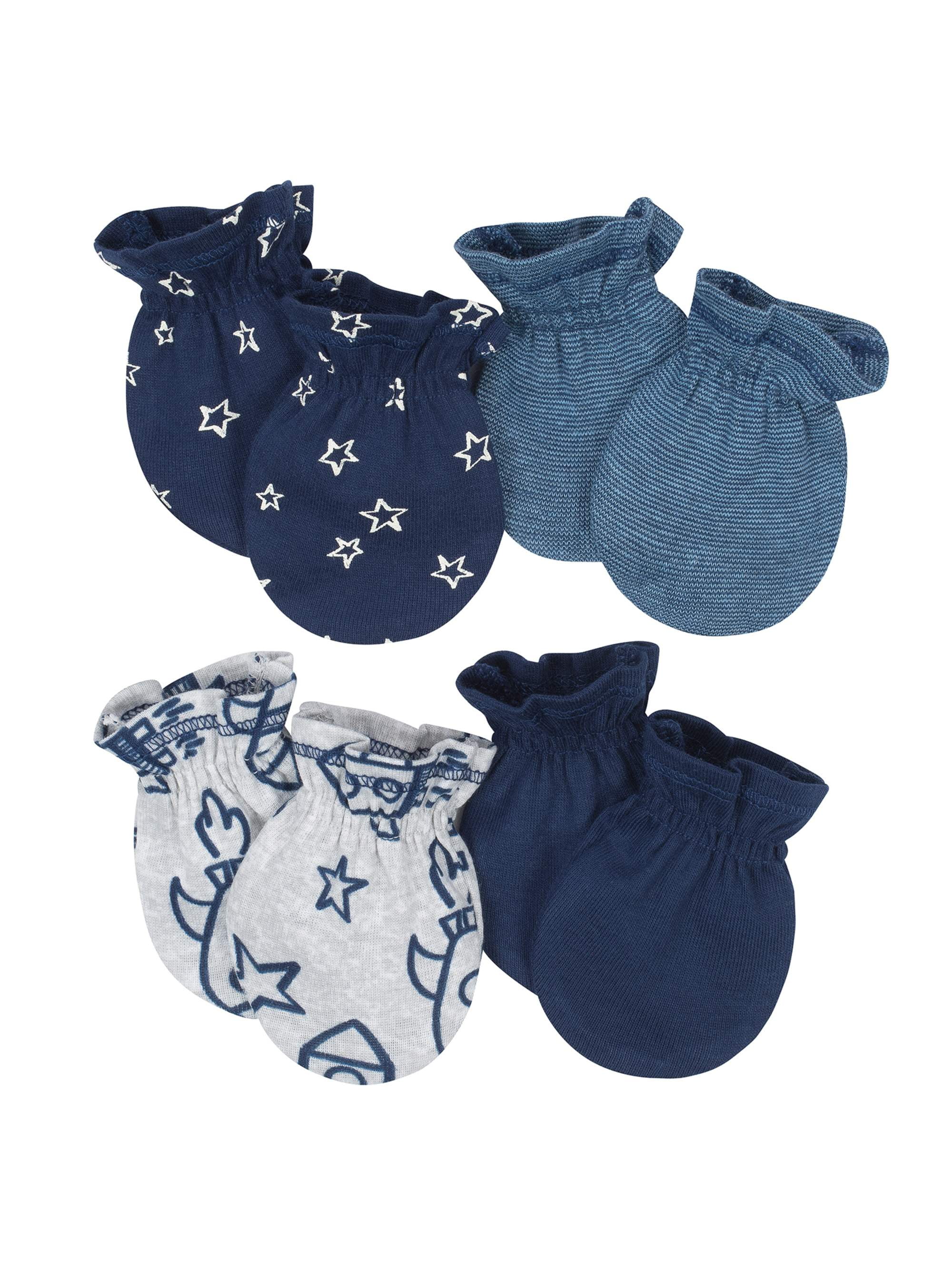 Gerber Organic Cotton Rib No Scratch Mittens, 4pk (Baby Boys) - Walmart.com