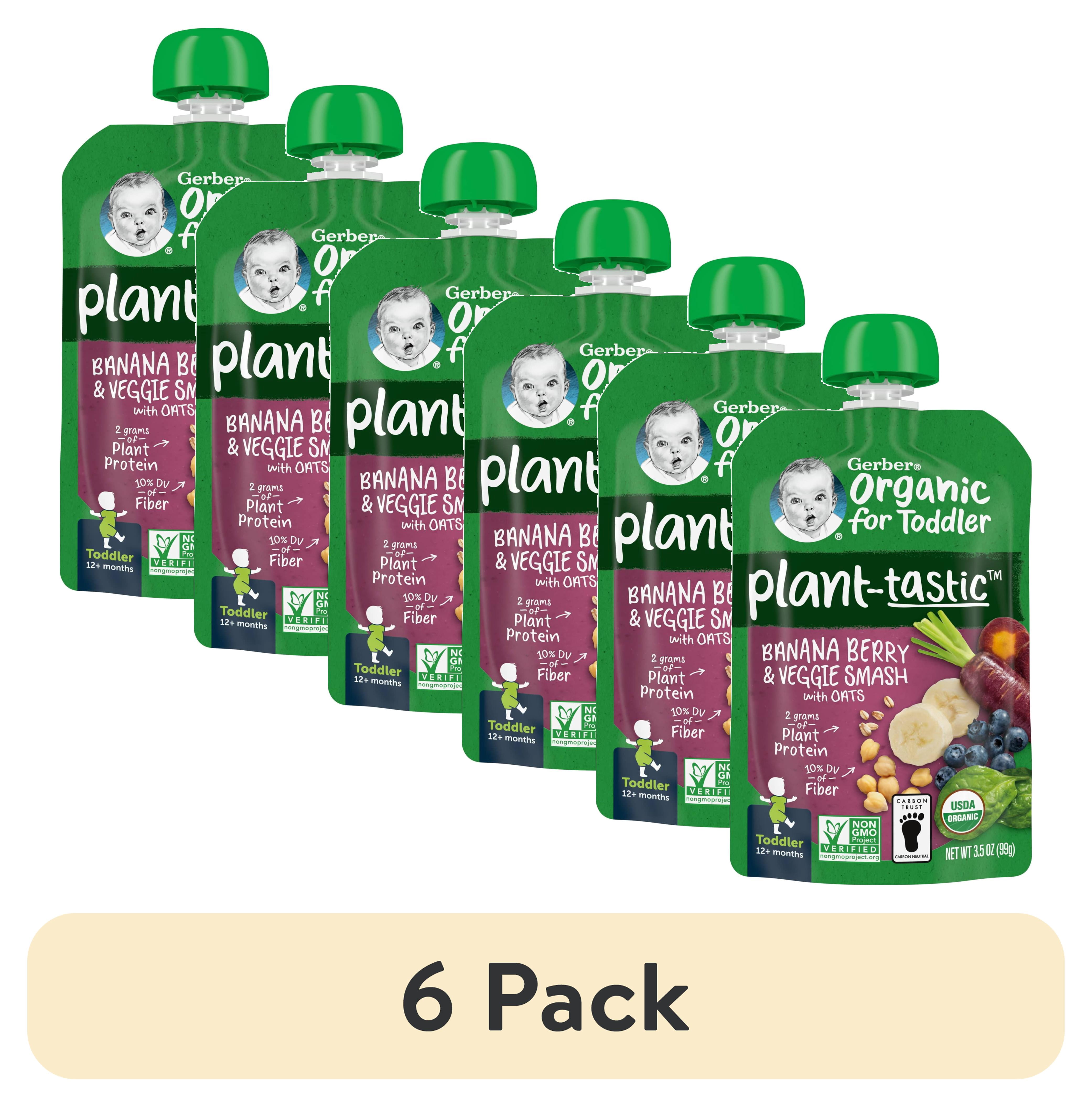 (6 pack) Gerber Organic Plant-tastic Toddler Food, Banana Berry ...
