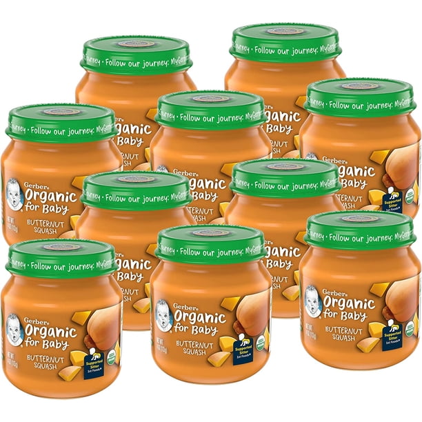 Gerber Organic Stage 1 Baby Food, Butternut Squash, 4 oz Jar, 10 Pack ...