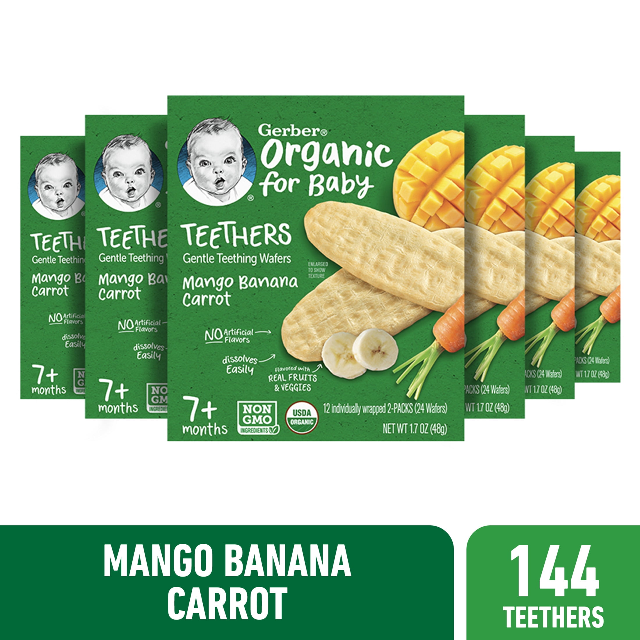 Gerber Organic Stage 3 Baby Food, Mango Banana Carrot Teethers, 1.7 oz ...