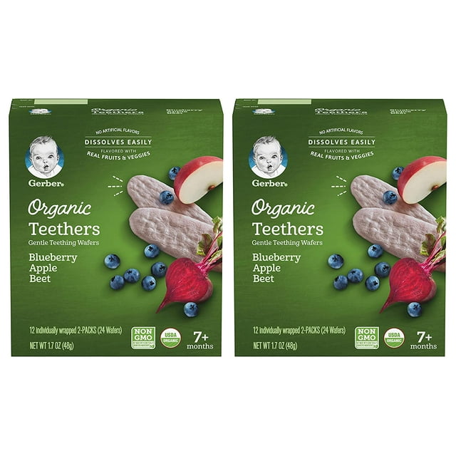 Gerber Organic Teethers Gentle Teething Wafers, Blueberry Apple Beet, 1 ...