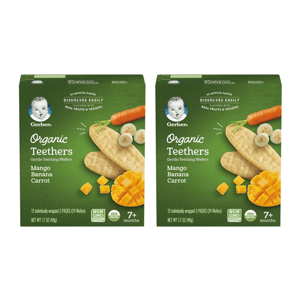 Gerber Organic Baby Teething Wafers, Mango Banana Carrot, 1.7 OZ, 2 ...