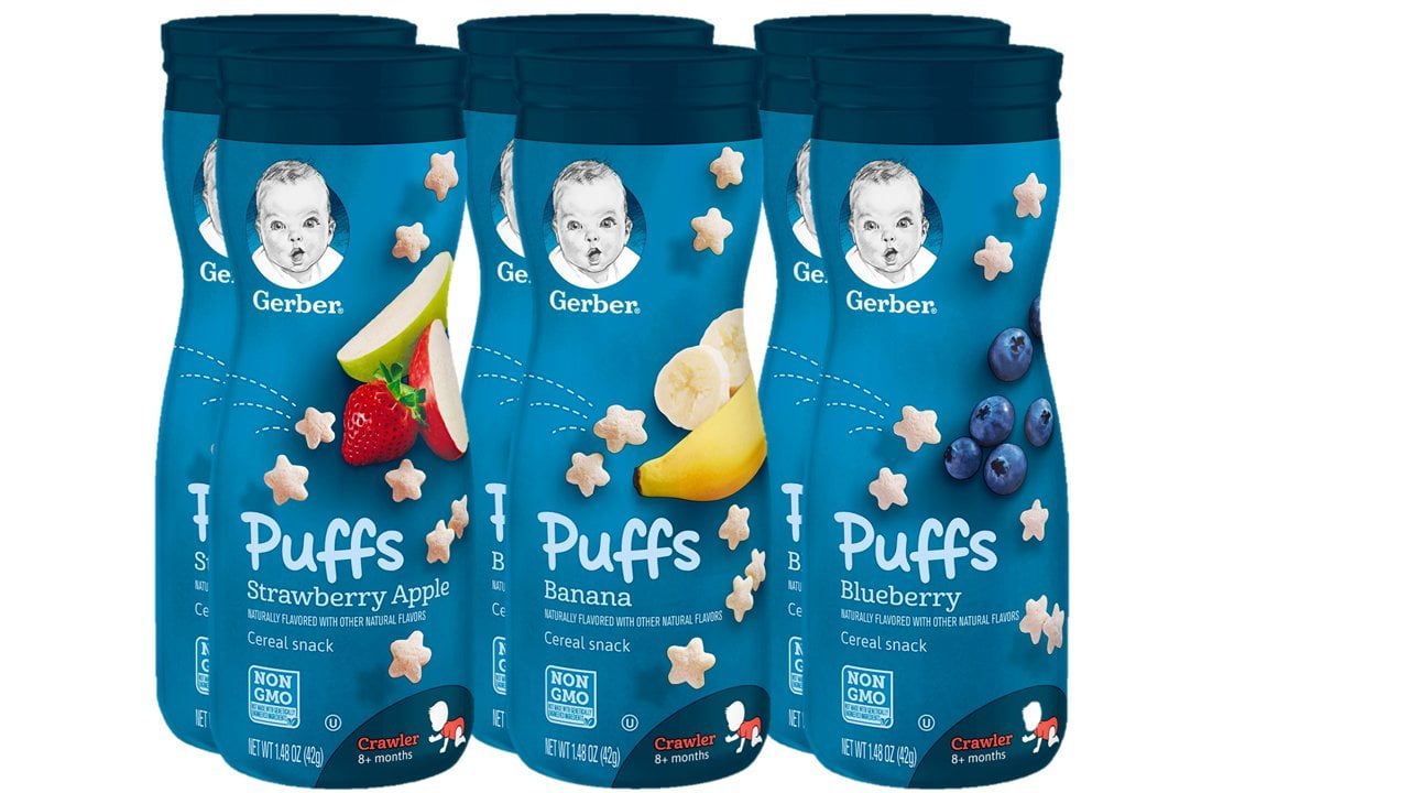 Gerber Puffs Variety Pack, 2 Strawberry Apple, 2 Banana, 2 Blueberry, 6 ...