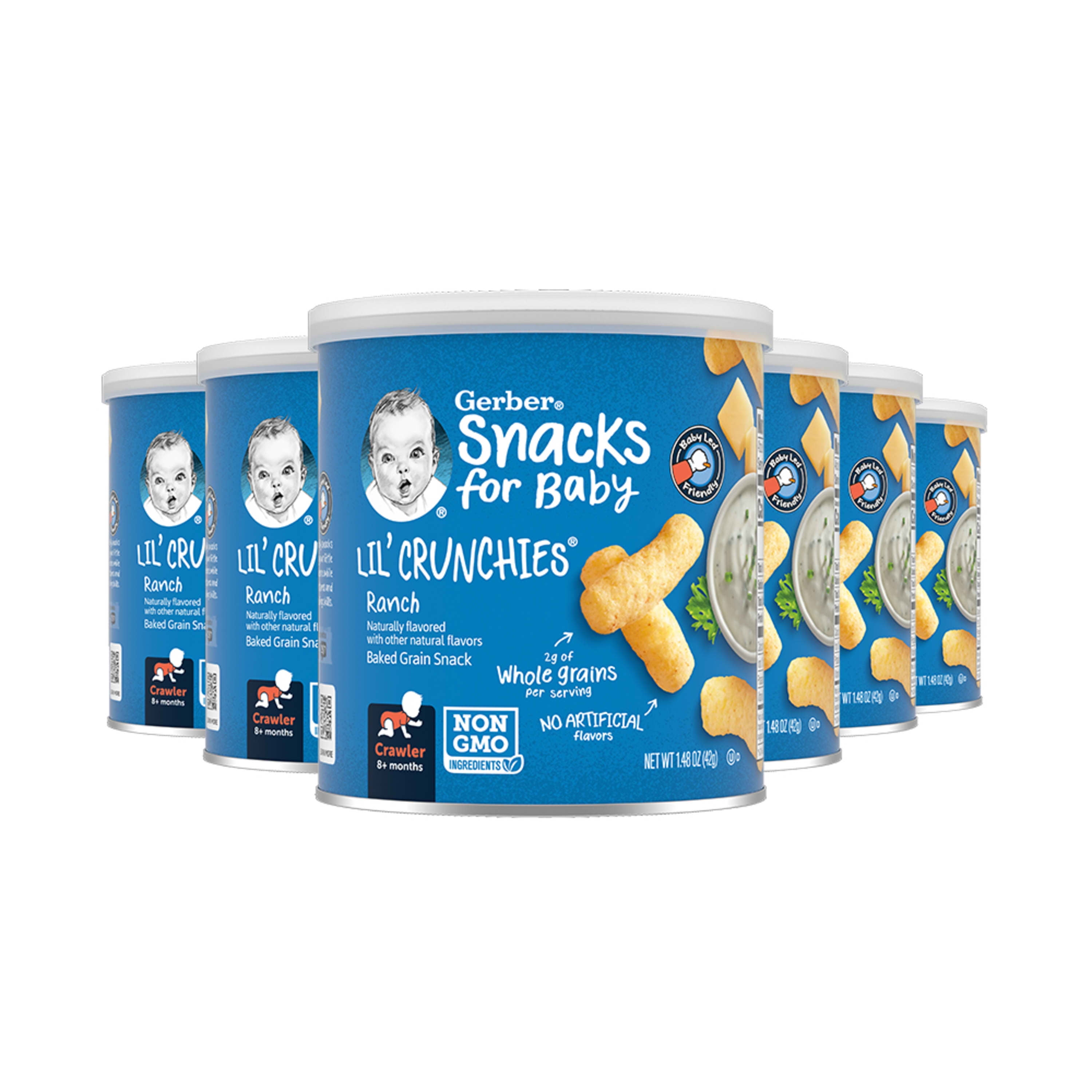 Gerber Snacks for Baby Lil Crunchies Ranch Puffs, 1.48 oz Canister (6 ...