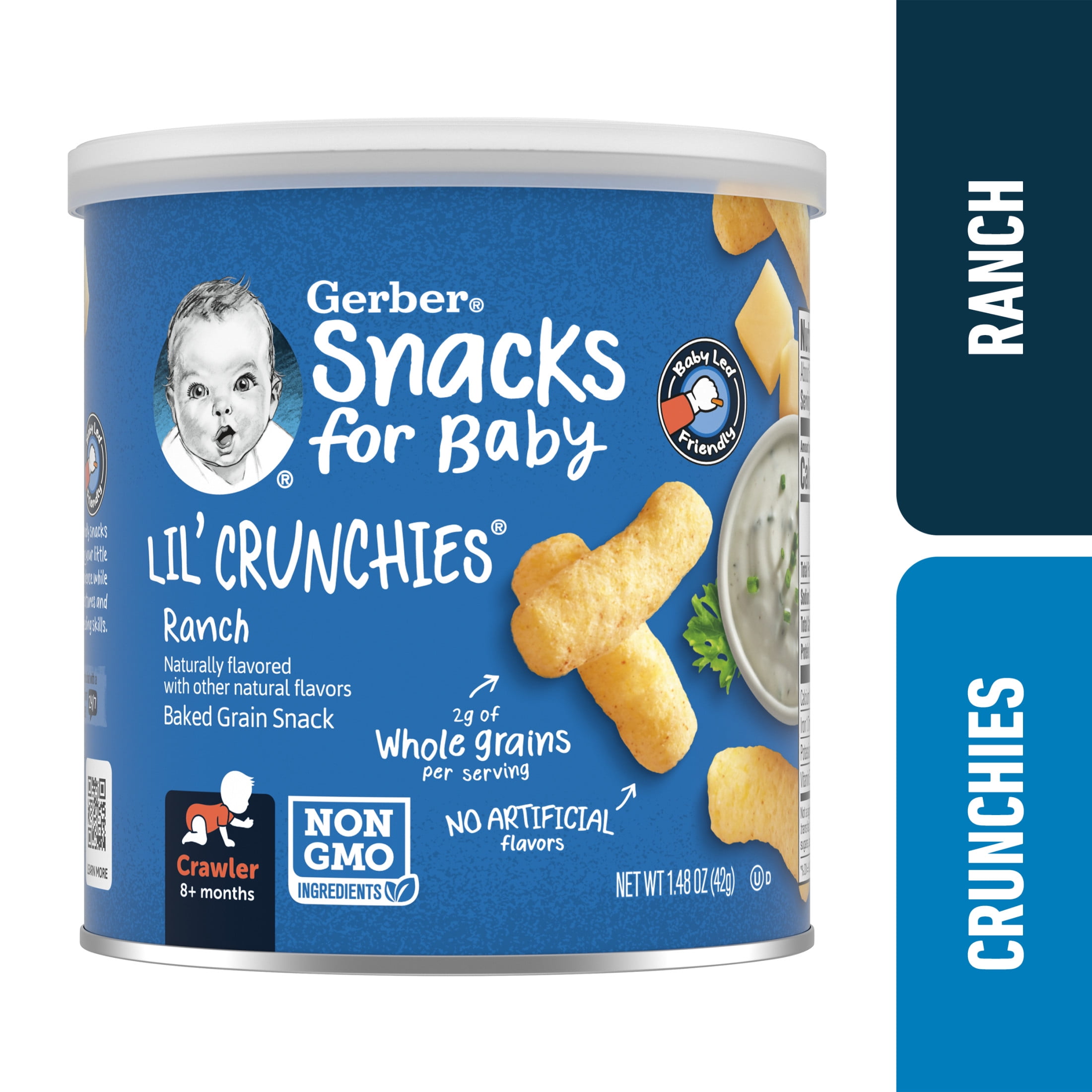 Gerber Snacks for Baby Lil Crunchies Ranch Puffs, 1.48 oz Canister ...