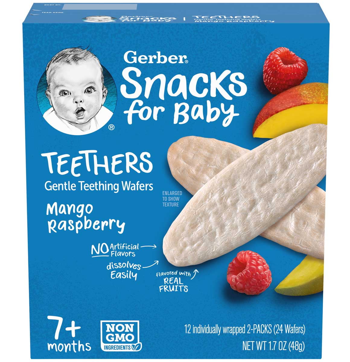Gerber Mango Raspberry Baby Teething Foods, Edible Infant Biscuits, 12 ...