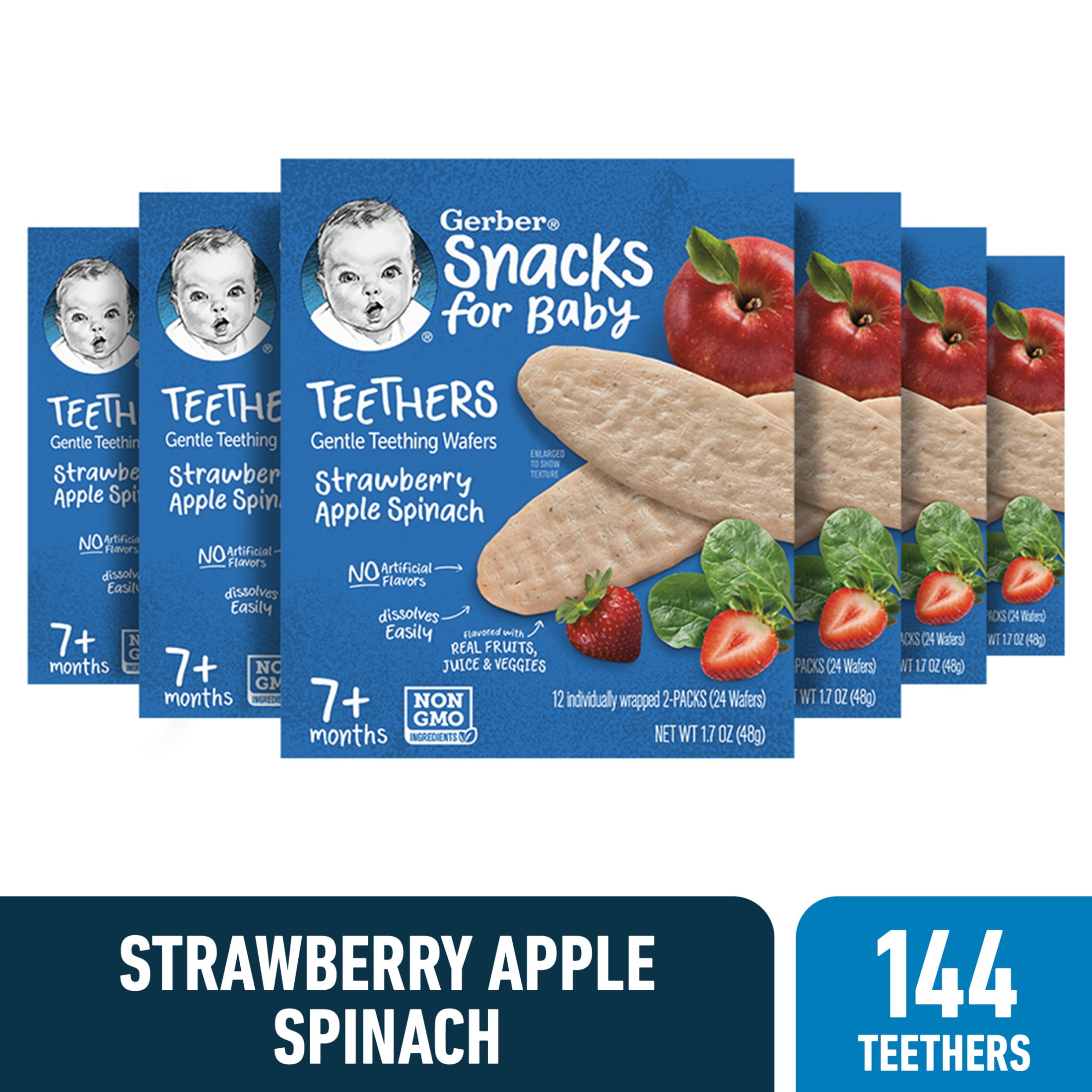 Gerber Stage 3 Baby Food Snack Teethers, Strawberry Apple Spinach ...