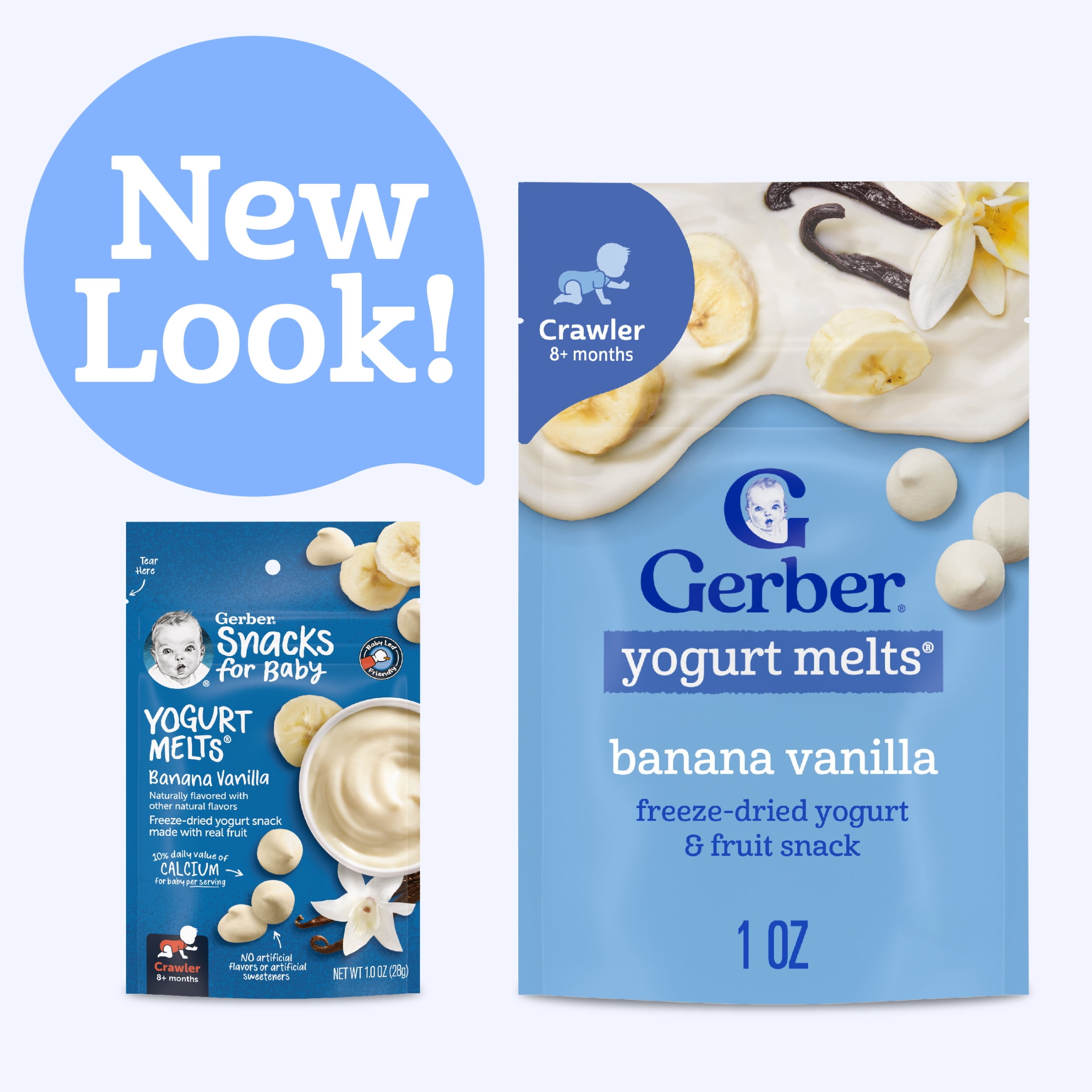 Gerber Stage 3 Baby Food Snacks, Banana Vanilla Yogurt Melts, Baby Led ...