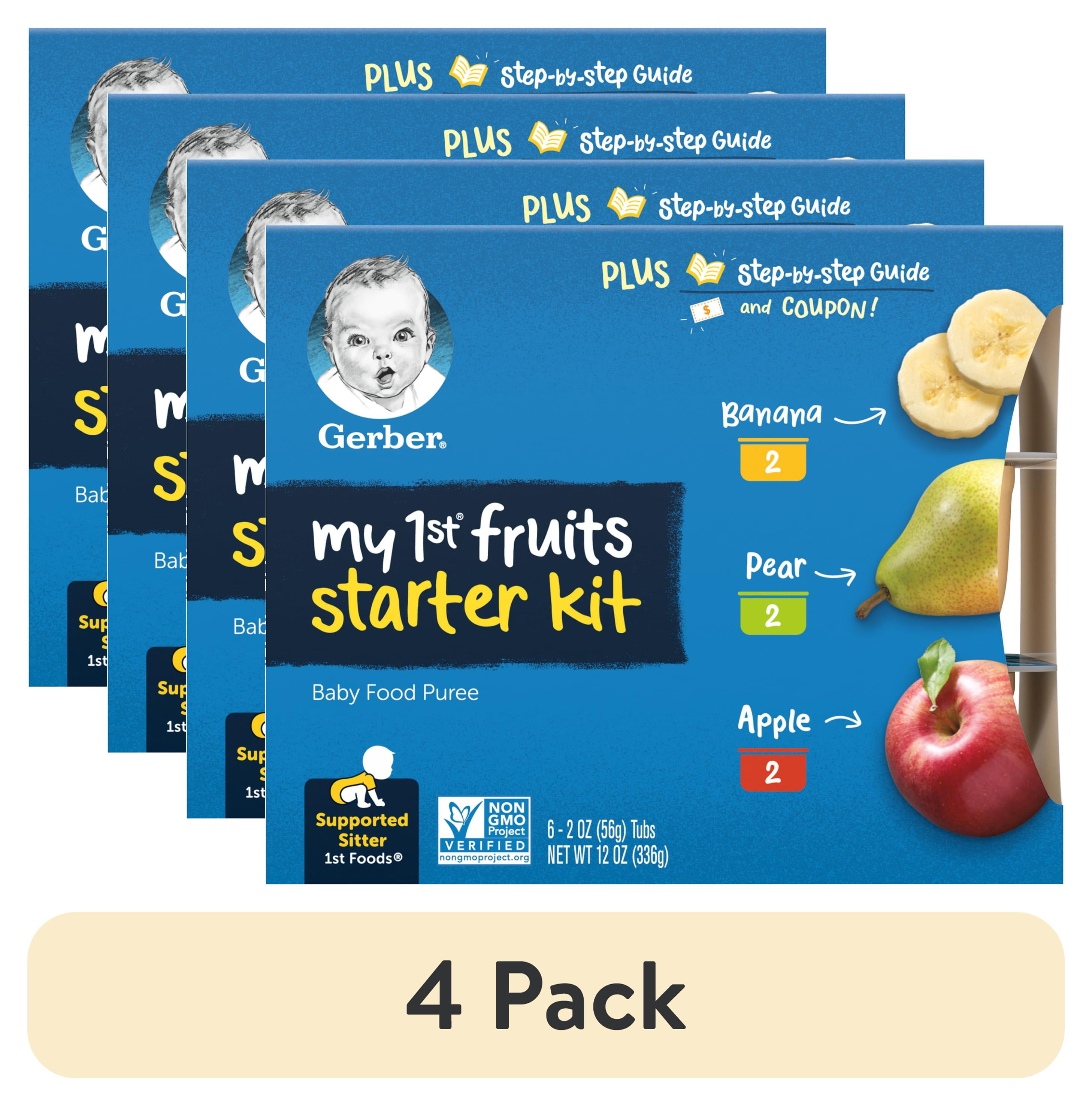 (4 pack) Gerber Stage 1 Baby Food, Banana Pear Apple, 2 oz Tubs (6 Pack ...