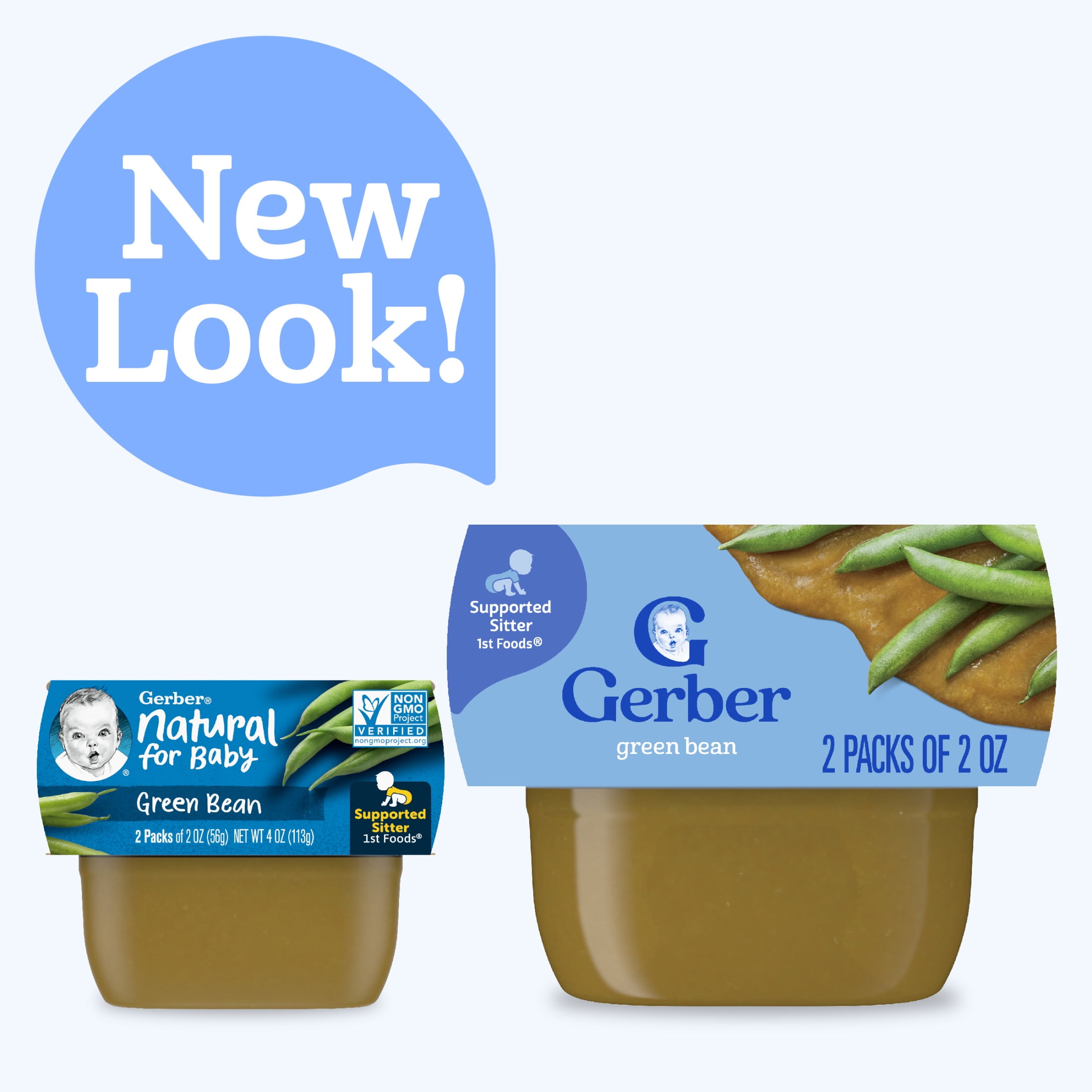 Gerber Stage 1 Baby Food, Green Bean, 2 oz Tubs (2 Pack) - Walmart.com