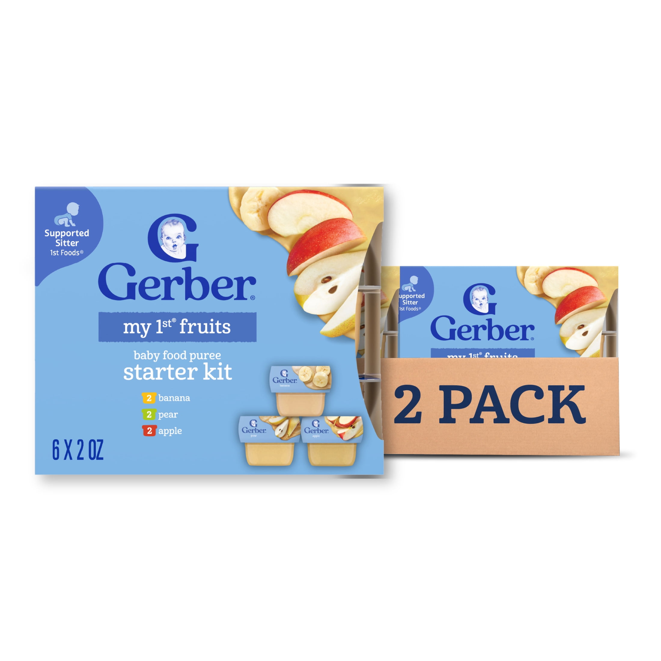 Gerber My 1st Fruits Starter Kit Baby Food, Banana Pear Apple, 2 oz ...