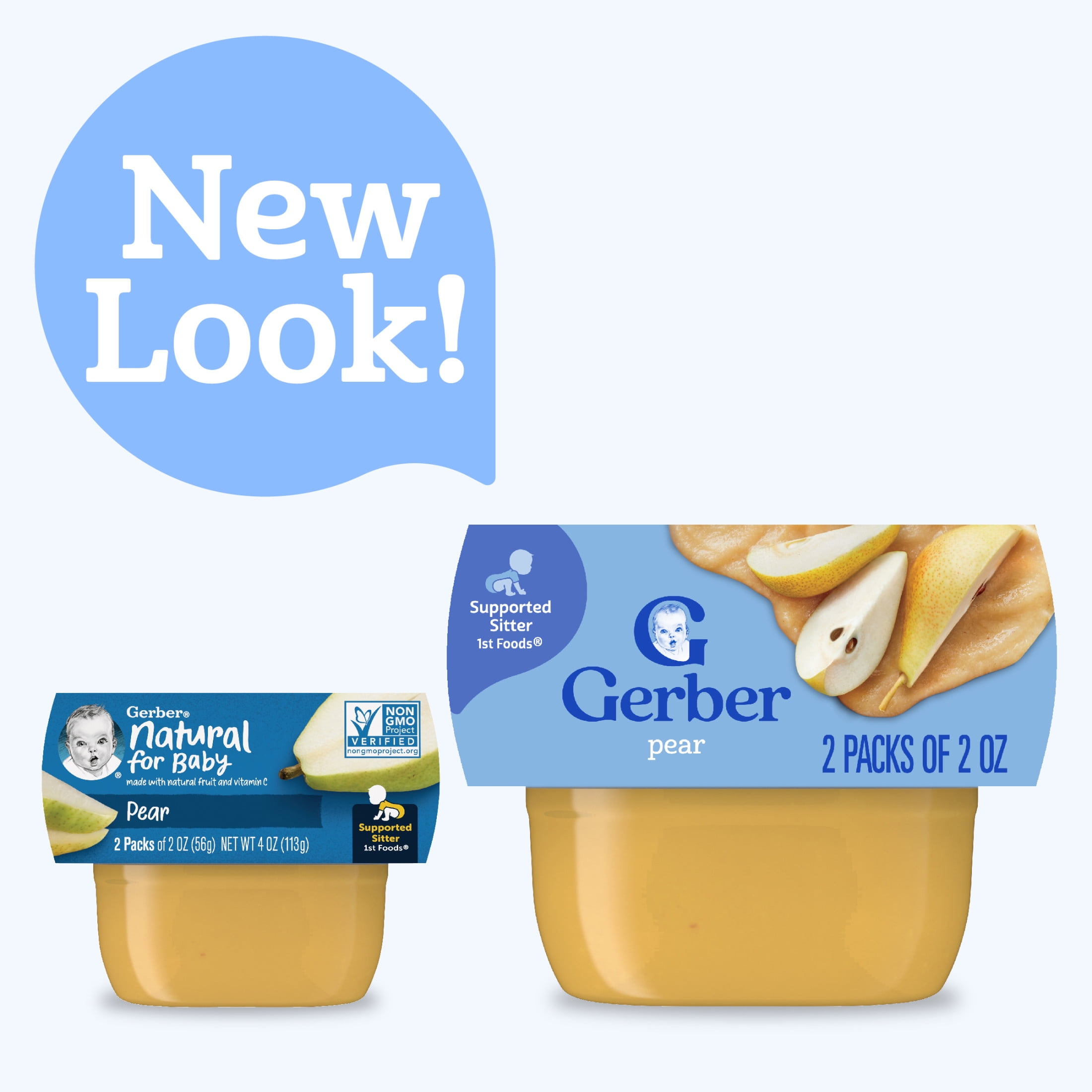 Gerber Stage 1 Baby Food Pear Puree, 2 oz Tubs (2 Pack) - Walmart.com