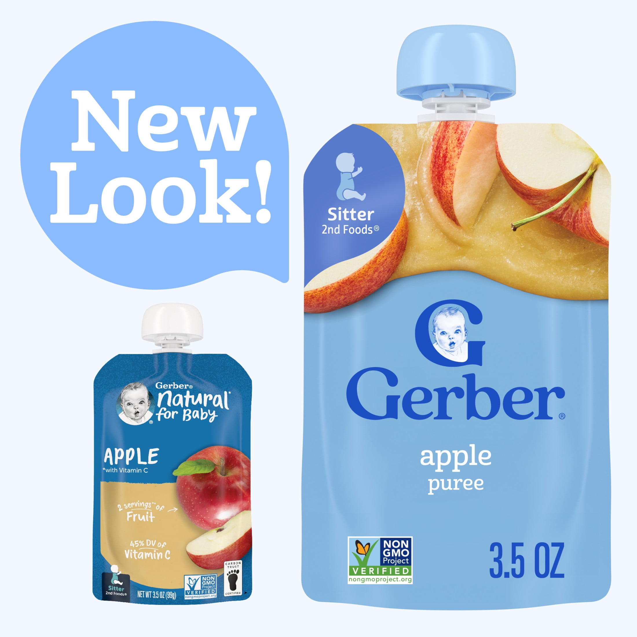 Gerber Stage 2 Baby Food, Apple Puree, 3.5 oz Pouch - Walmart.com