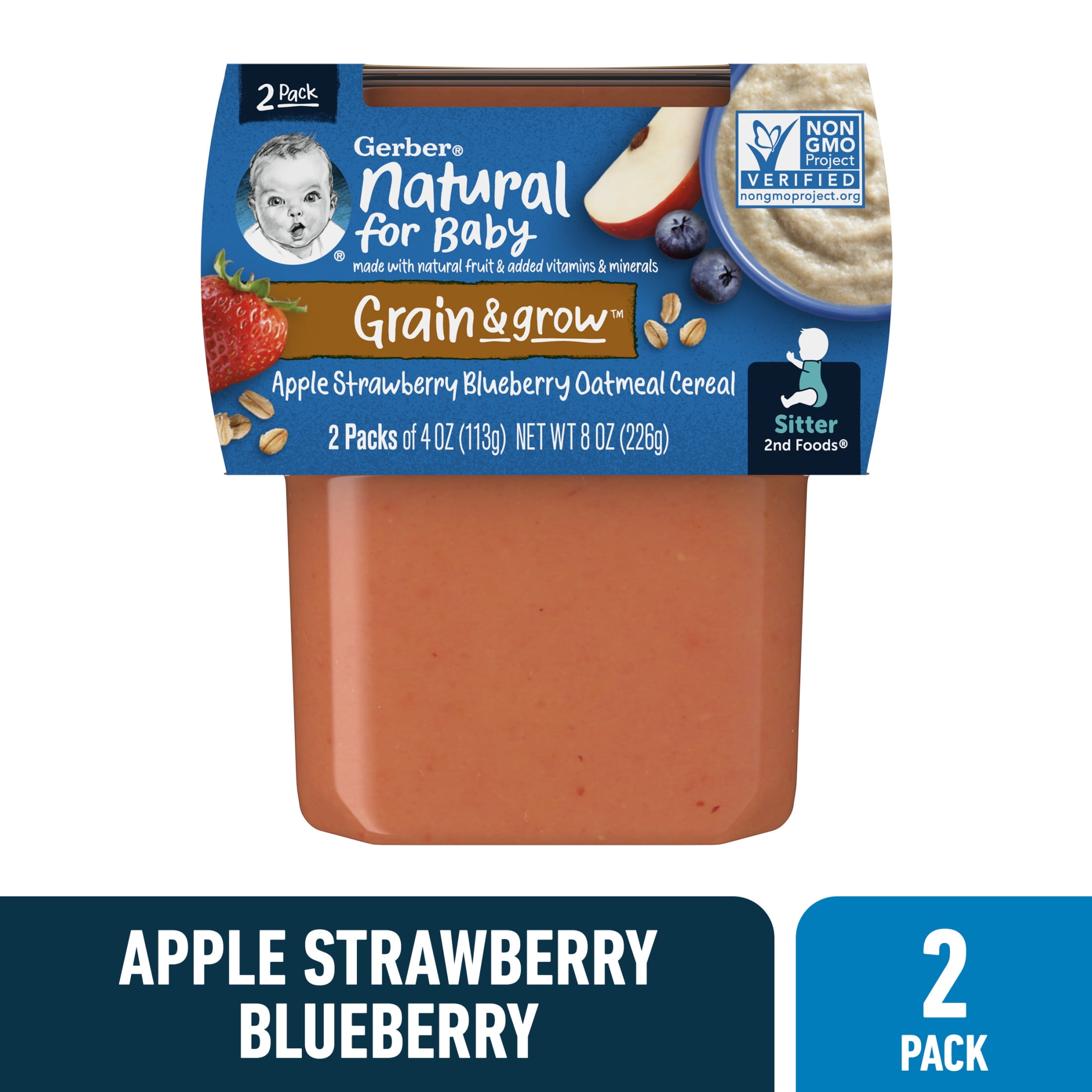 Gerber Stage 2 Baby Food, Apple Strawberry Blueberry With Mixed Cereal ...