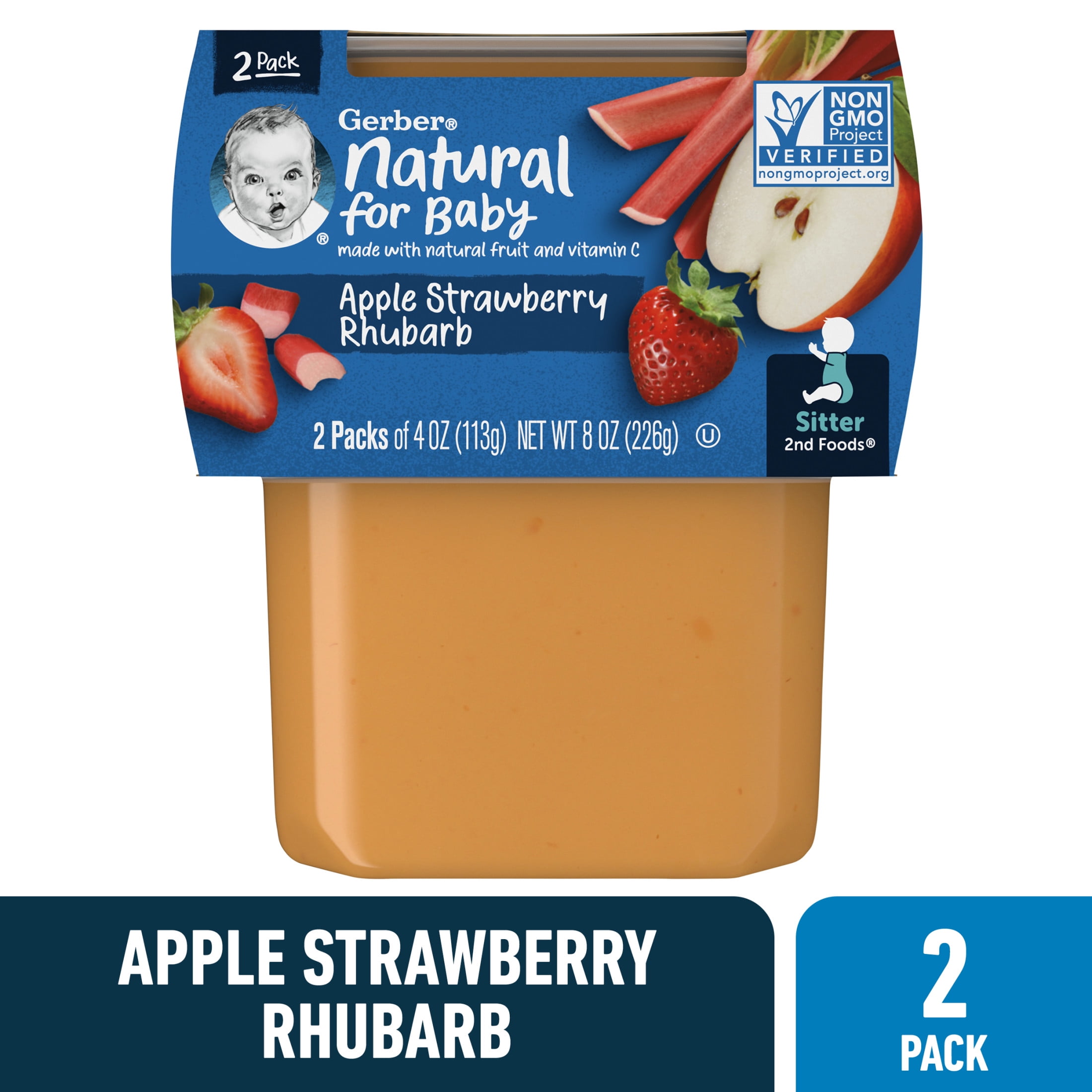 Gerber 2nd Foods Natural for Baby Baby Food, Apple Strawberry Rhubarb ...