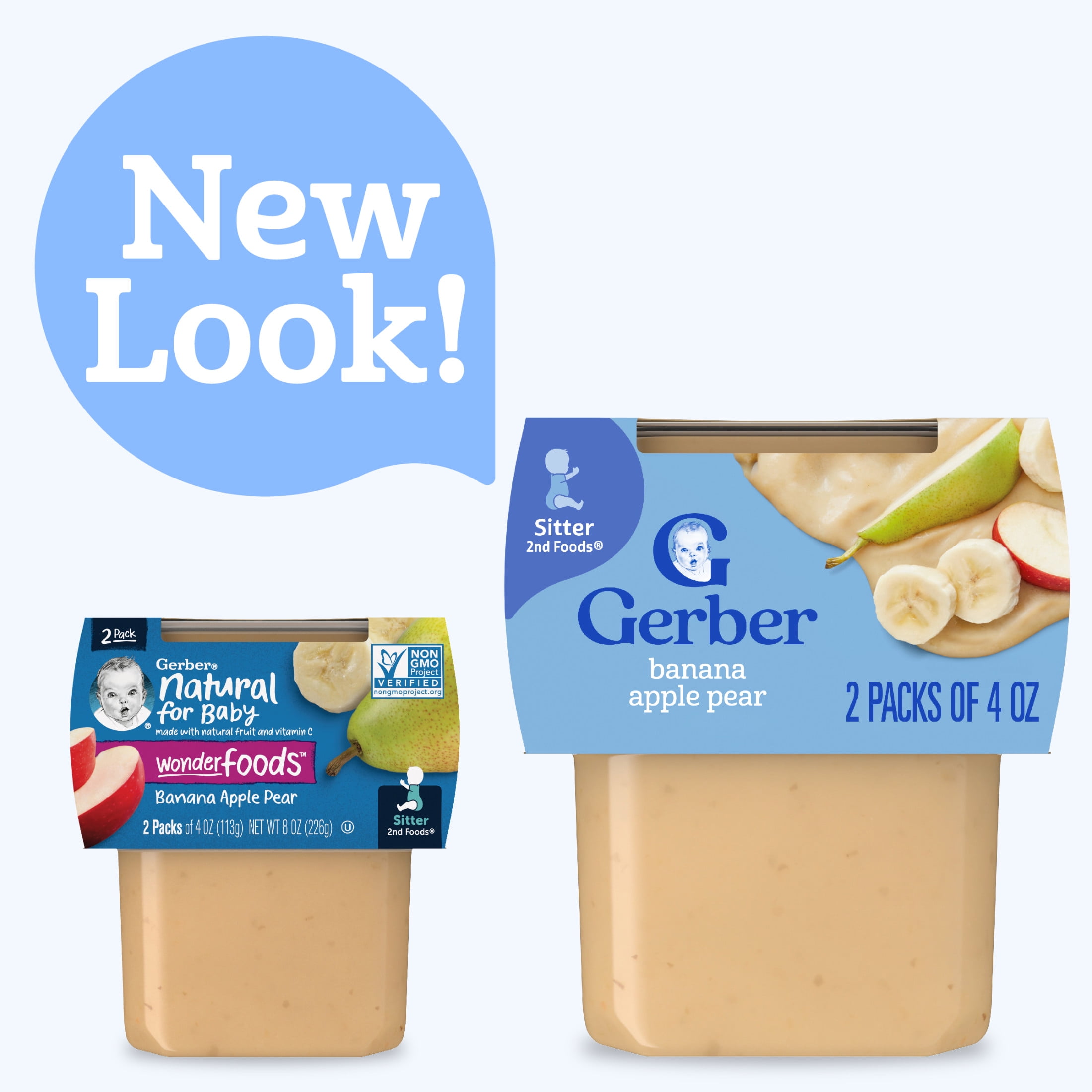 Gerber 2nd Foods Baby Food, WonderFoods Banana Apple Pear Puree, 4 oz ...