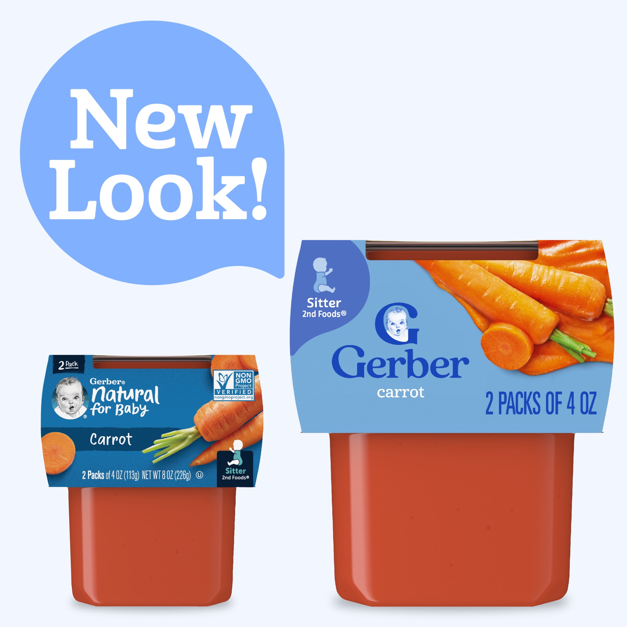 Gerber Stage 2 Baby Food, Carrot Puree Tubs, Baby Puree, 2PK 8 oz ...