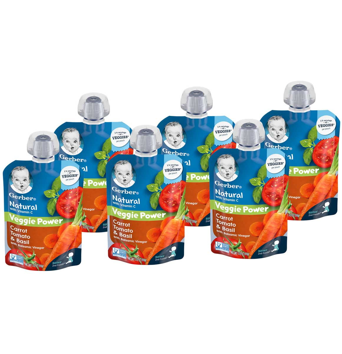 Gerber Stage 2 Baby Food, Carrot Tomato Basil & Balsamic Vinegar, 3.5 ...