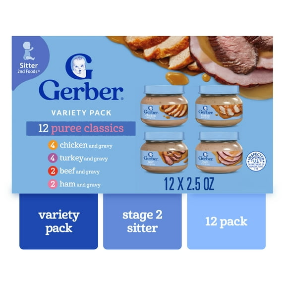 Gerber 2nd Foods Puree Favorites, Beef, Turkey, Ham and Chicken Baby ...