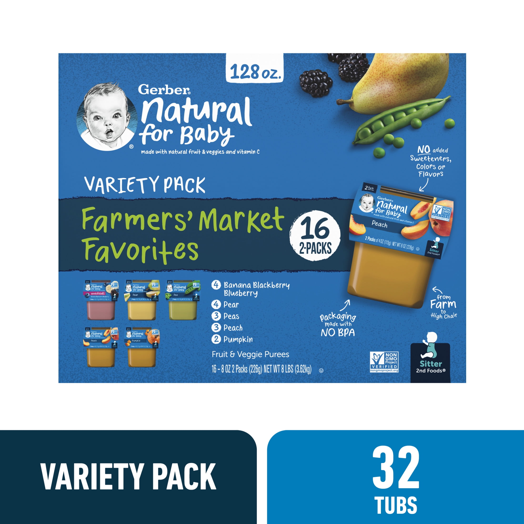 Gerber Stage 2 Baby Food, Farmers' Market Favorites Variety Pack, 4 oz ...