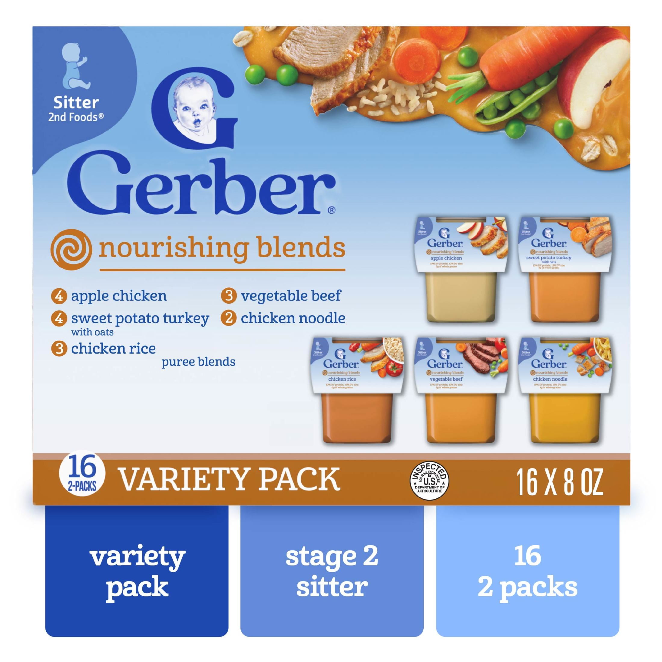 Gerber 2nd Foods Hearty Dinners Puree Favorites Baby Food, Variety Pack ...