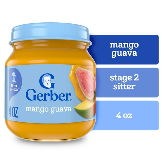 Gerber Stage 2 Baby Food, Mango Guava Fruit Puree, Non-GMO, 4 oz, Jar - Walmart.com
