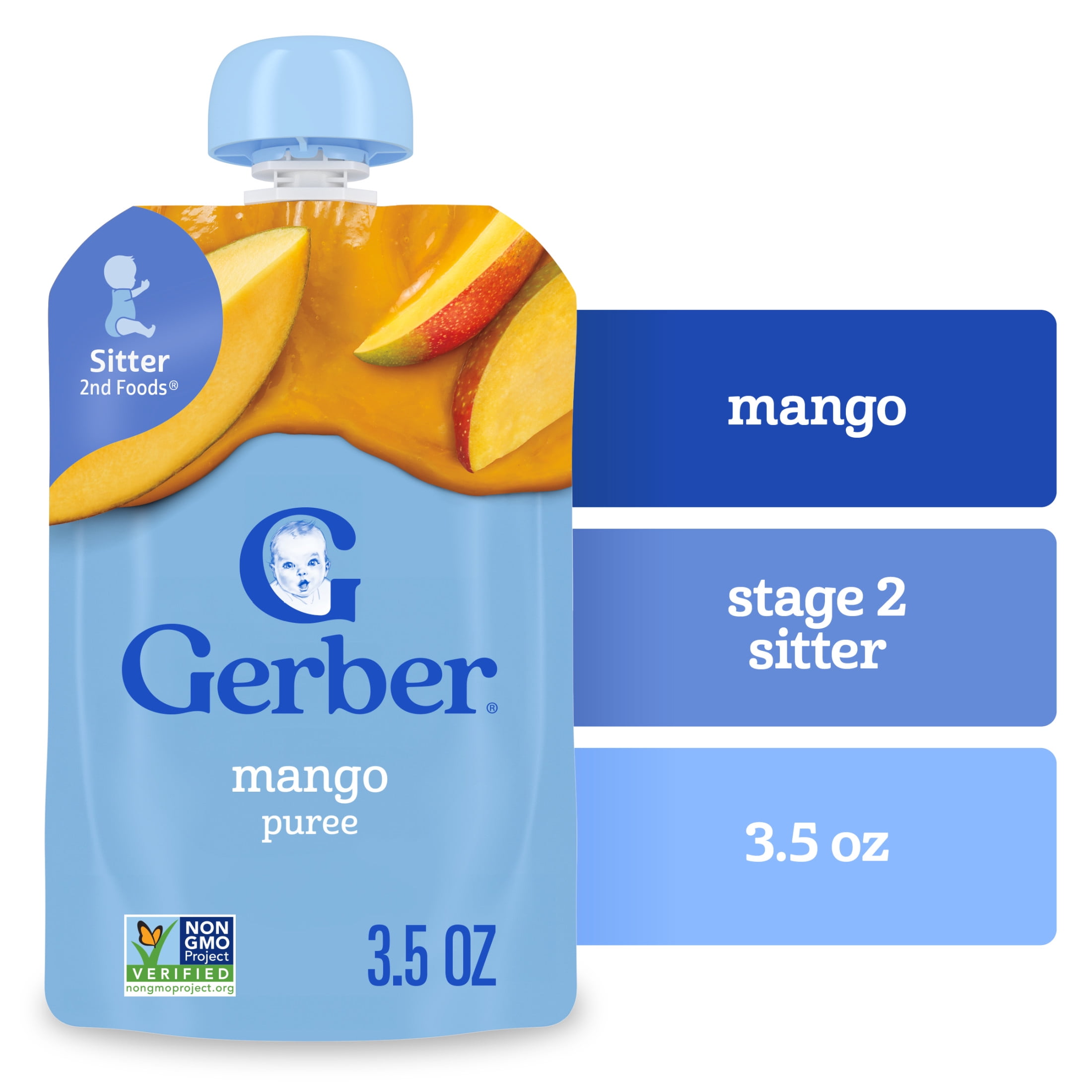 Gerber Stage 2 Baby Food, Mango Puree Pouch 12 ea - Walmart.com