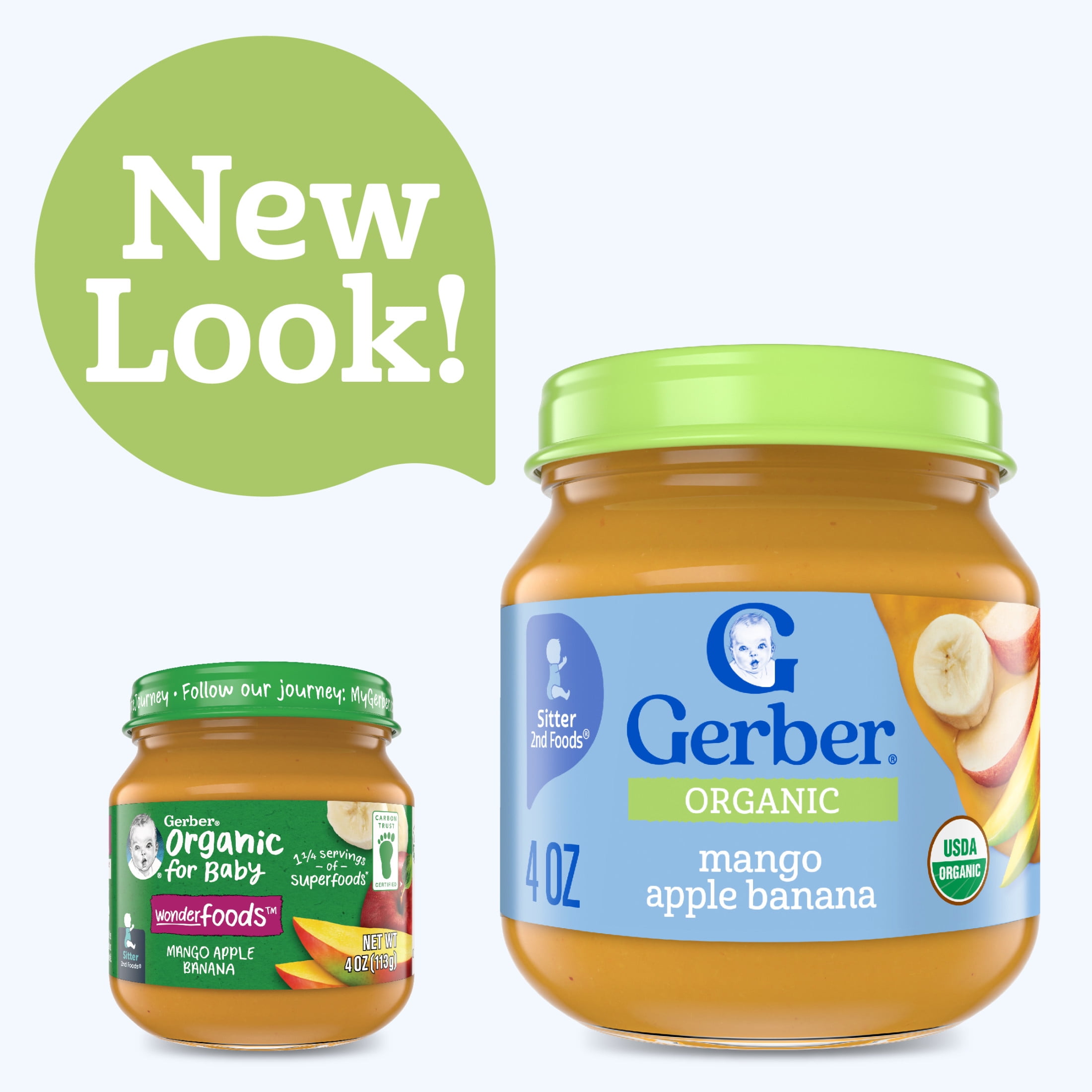 Gerber Stage 2 Baby Food, Organic Mango Apple Banana Jar, Non-GMO, Baby ...