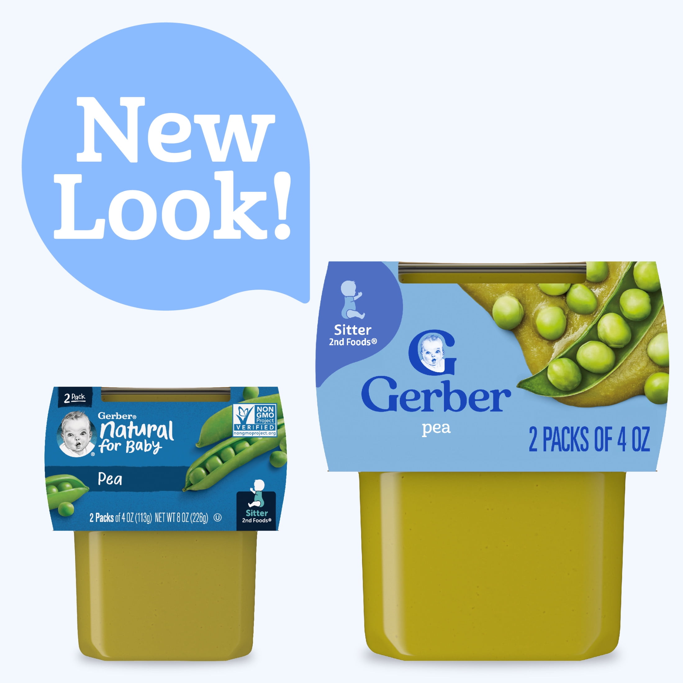 Gerber 2nd Foods Natural for Baby Baby Food, Pea, 4 oz Tubs (2 Pack ...