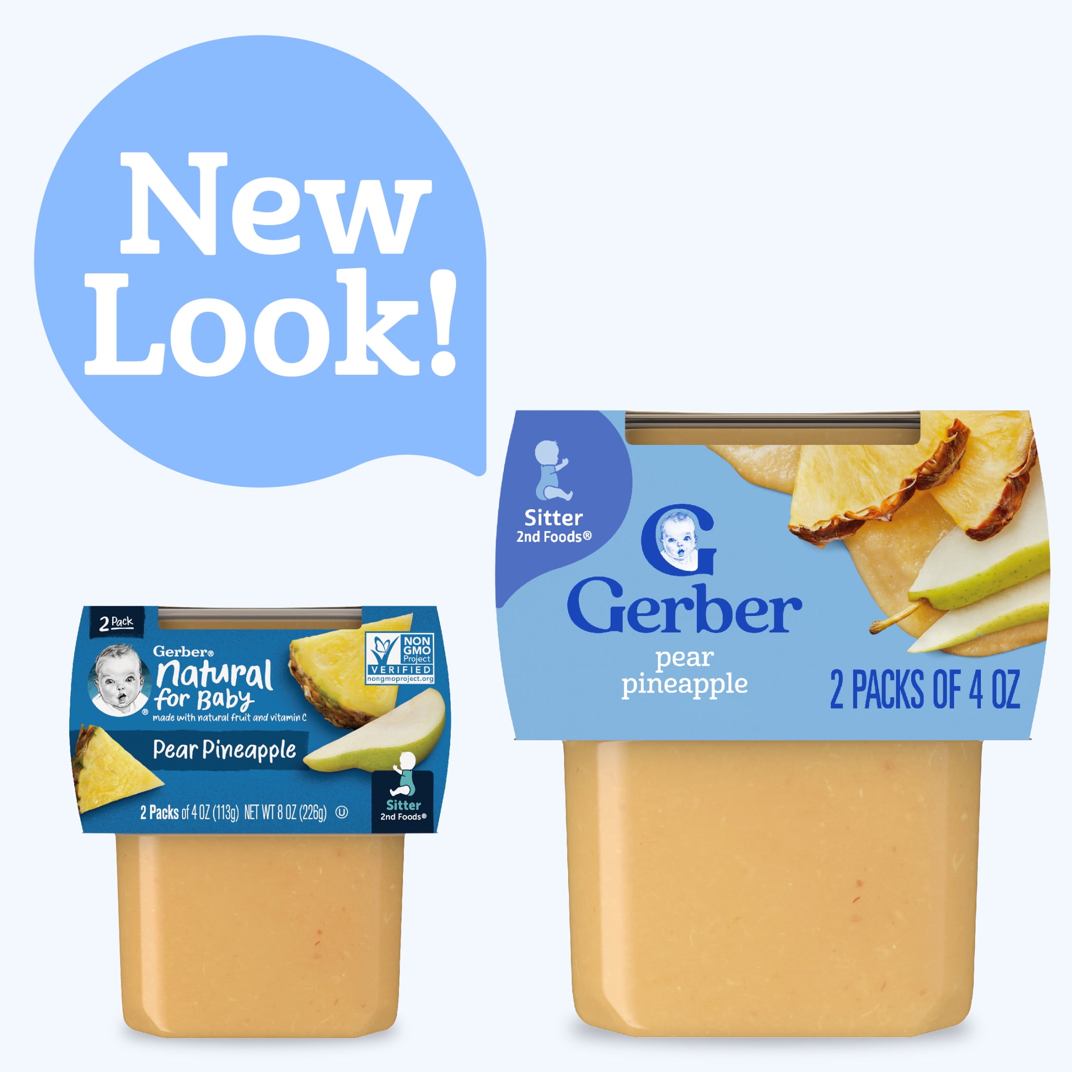 Gerber Stage 2 Baby Food, Pear Pineapple Puree Tub, Baby Puree, 2PK 8 ...