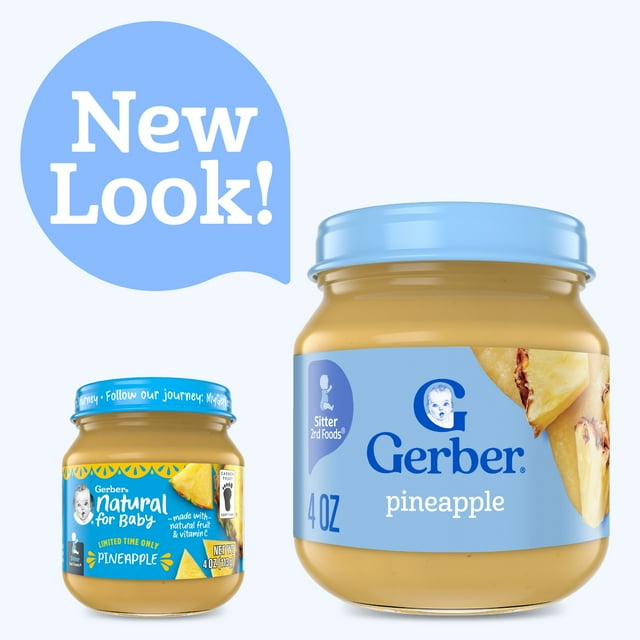 Gerber Stage 2 Baby Food, Pineapple Jar, Fruit Puree, Non-GMO, Baby ...