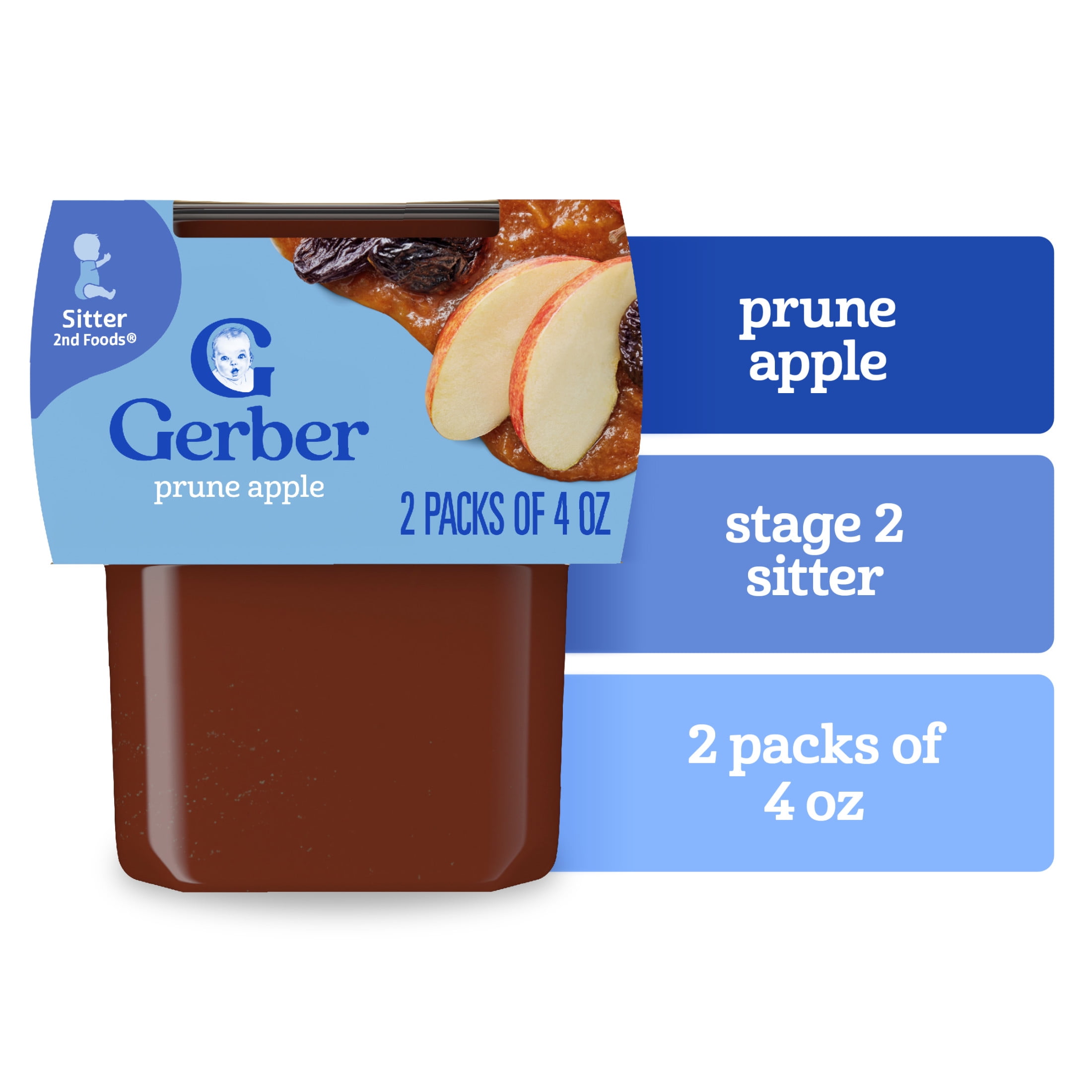 Gerber 2nd Foods Natural for Baby WonderFoods Baby Food, Prune Apple, 4 ...