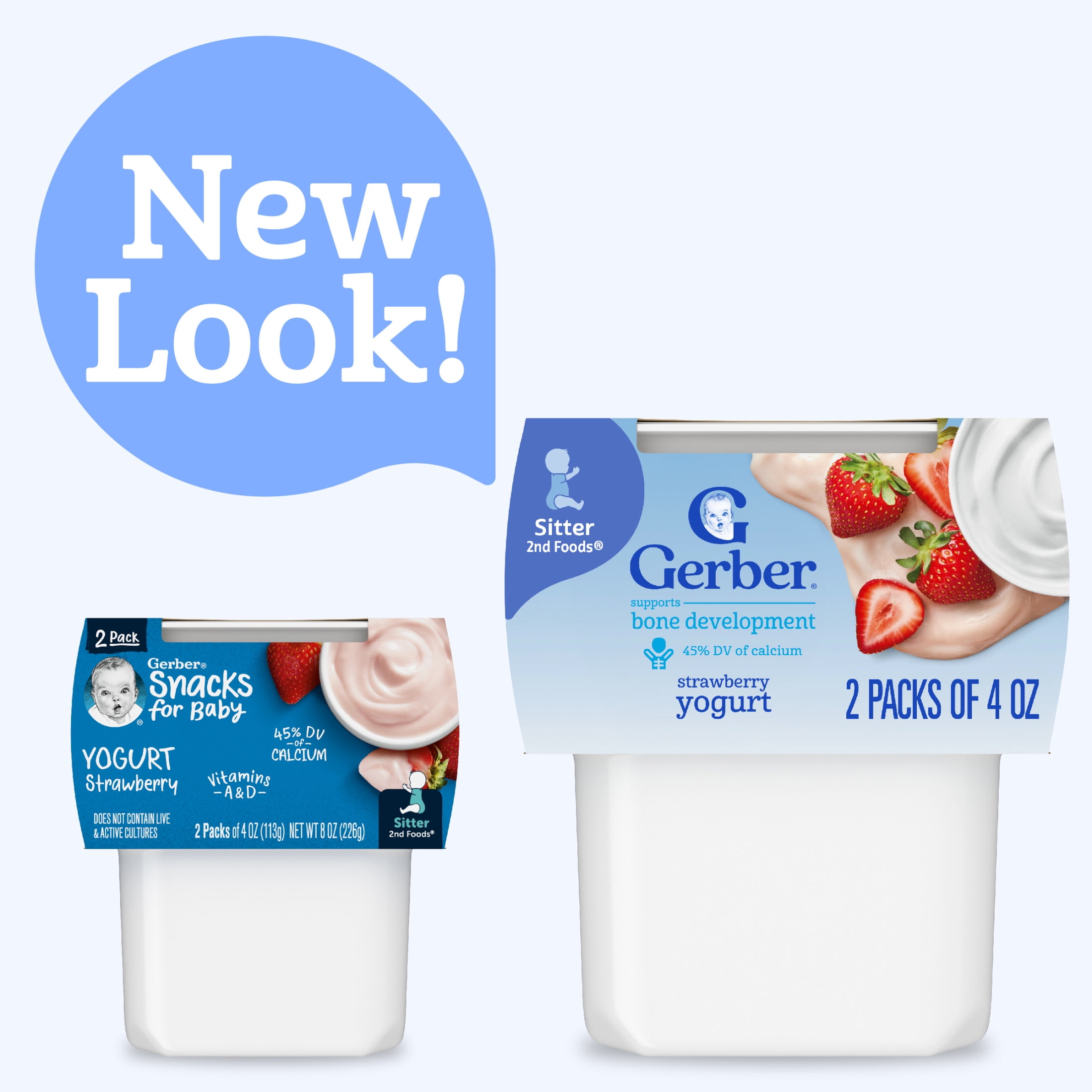 Gerber Yogurt Blends Stage 3 Baby Snacks Strawberry, 4 oz Tubs (Pack of ...