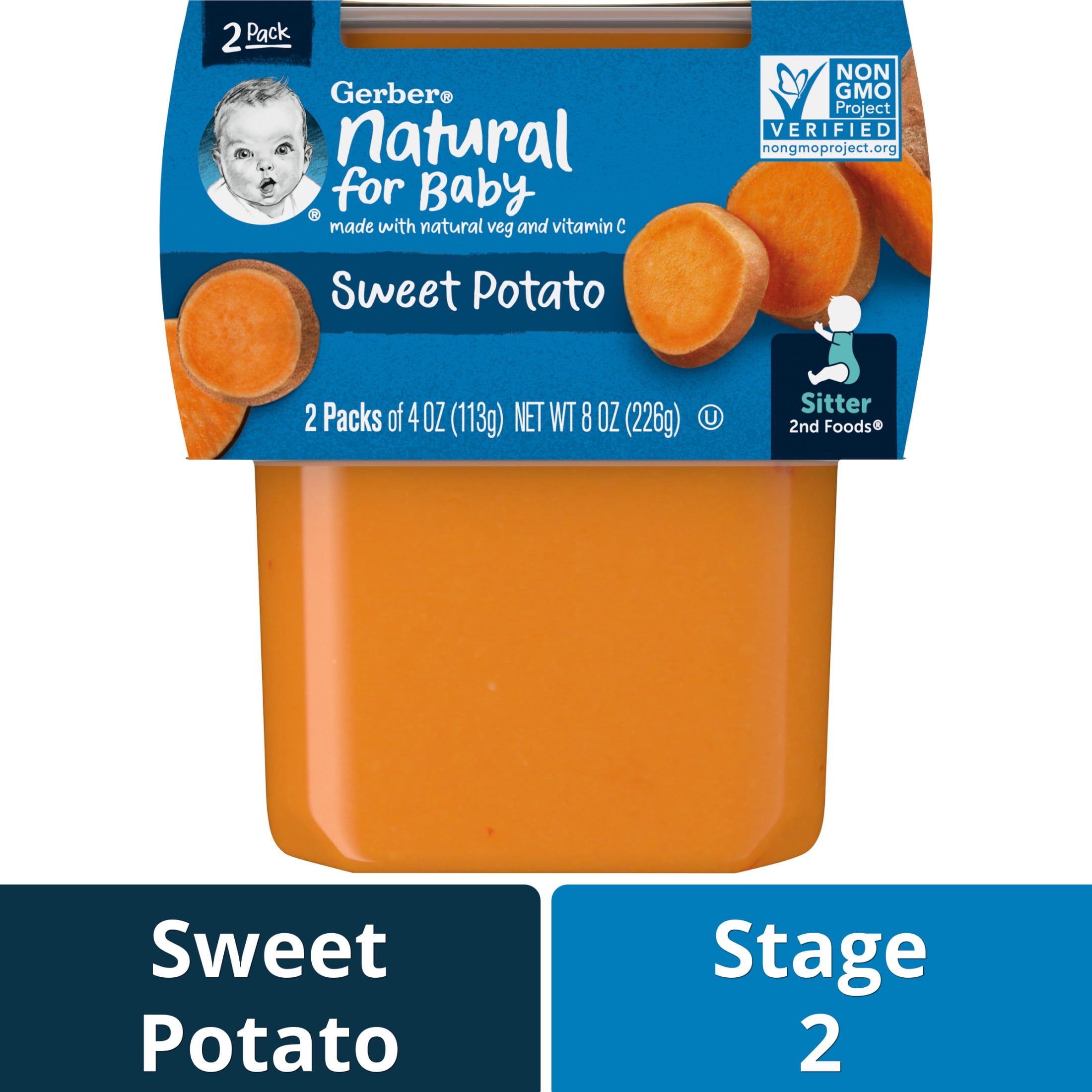 Gerber 2nd Foods Baby Food, Sweet Potato Puree, Clean Label Project, 4 ...