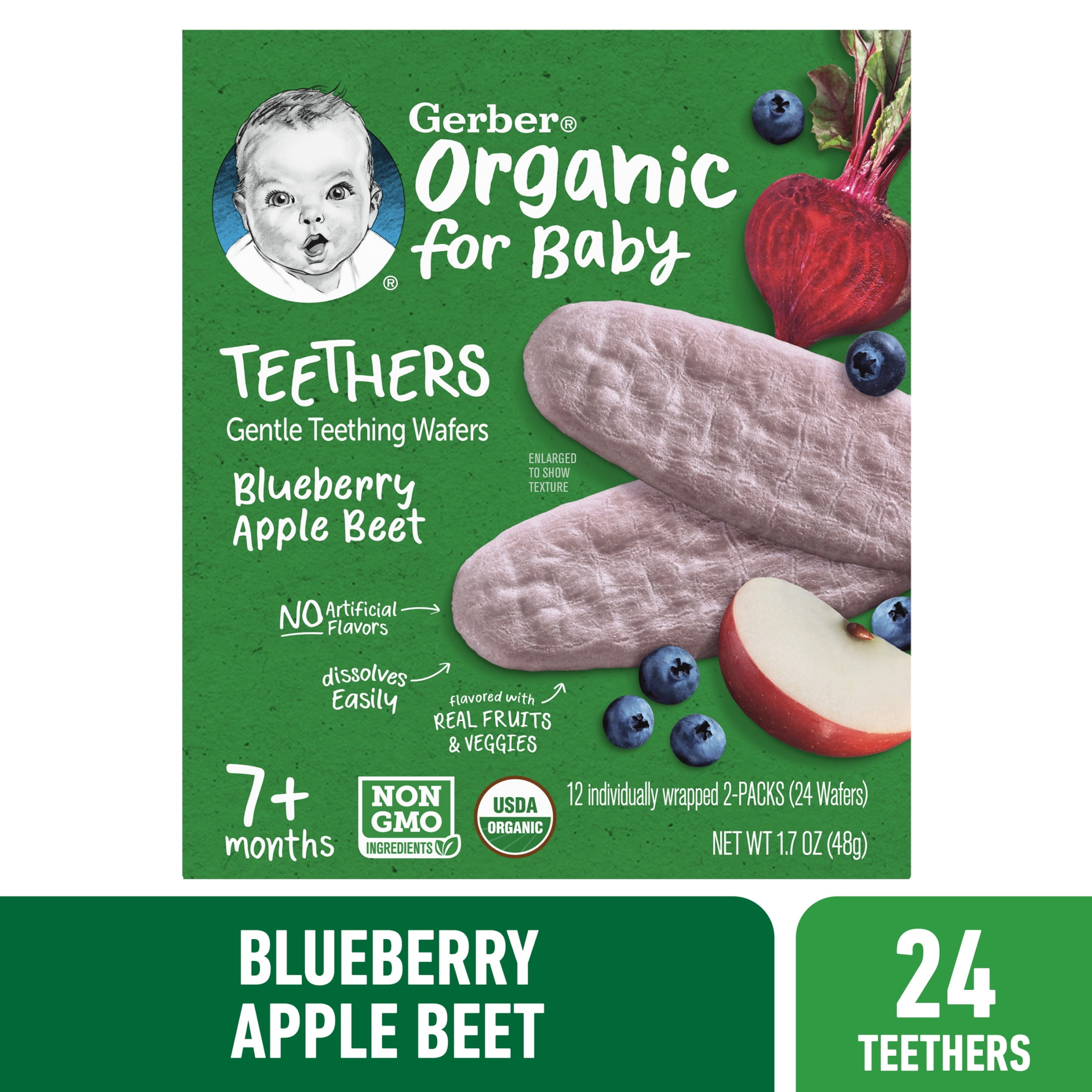 Gerber Stage 2 Baby Food Teether Snacks, Blueberry Apple Beet, 1.7 oz ...
