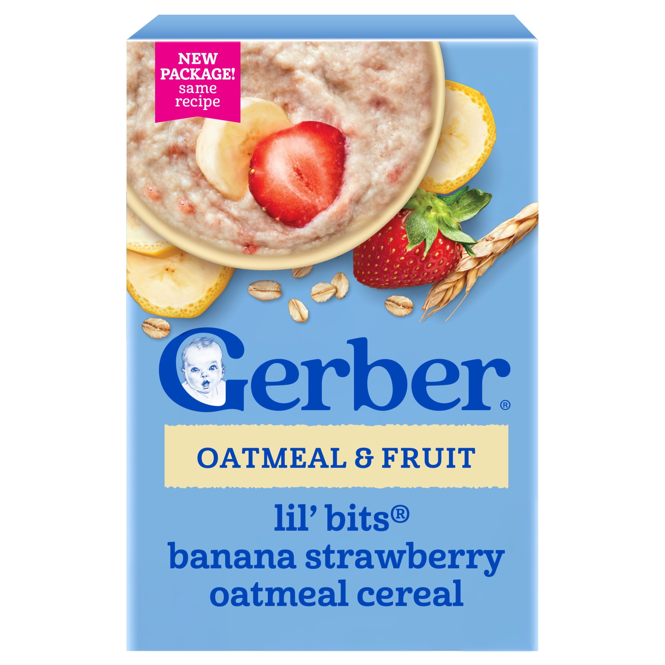Gerber Lil' Bits Toddler Cereal, Banana Strawberry Oatmeal Cereal ...