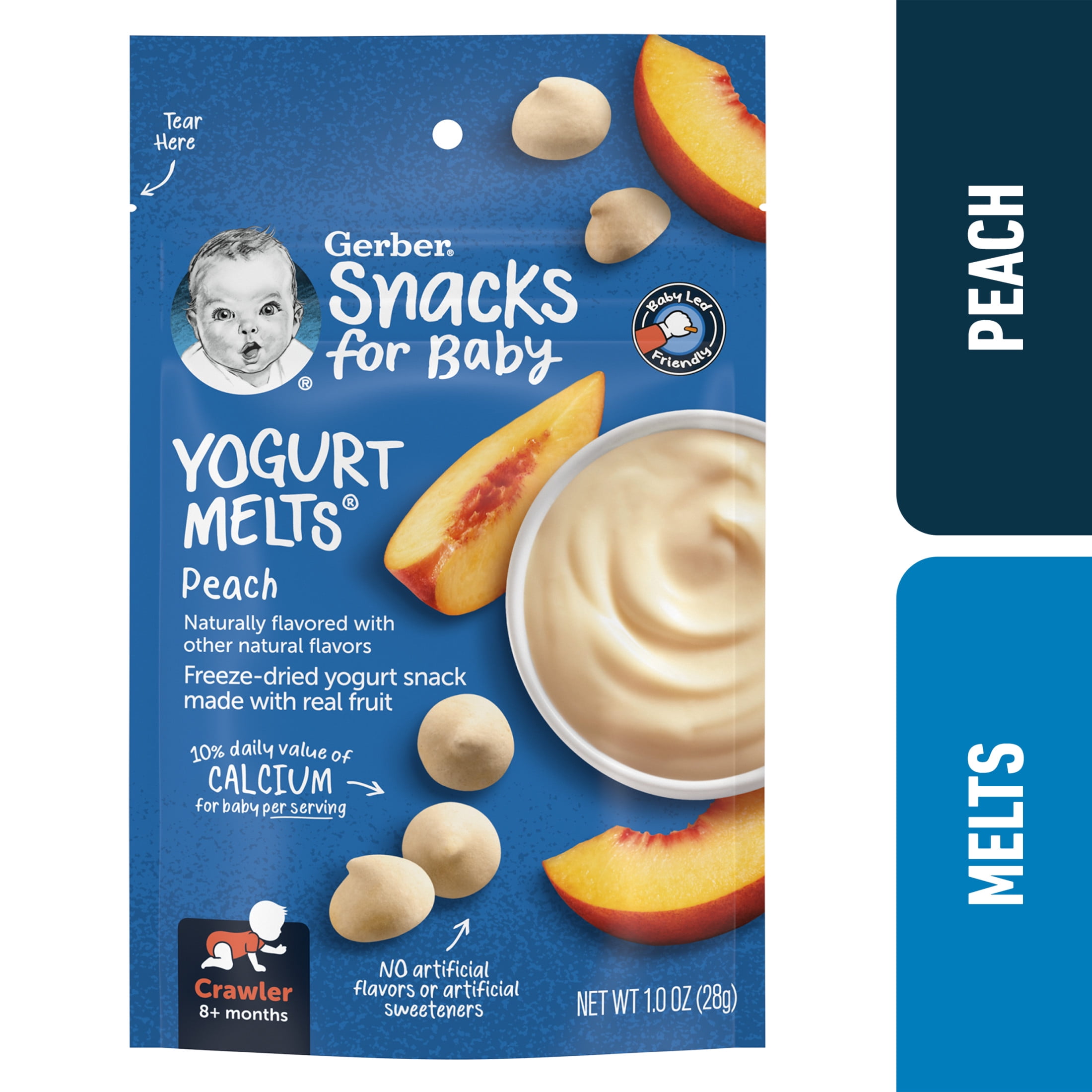 Gerber Stage 3 Baby Food Snacks, Peach Yogurt Melts, 1 oz Bag - Walmart.com